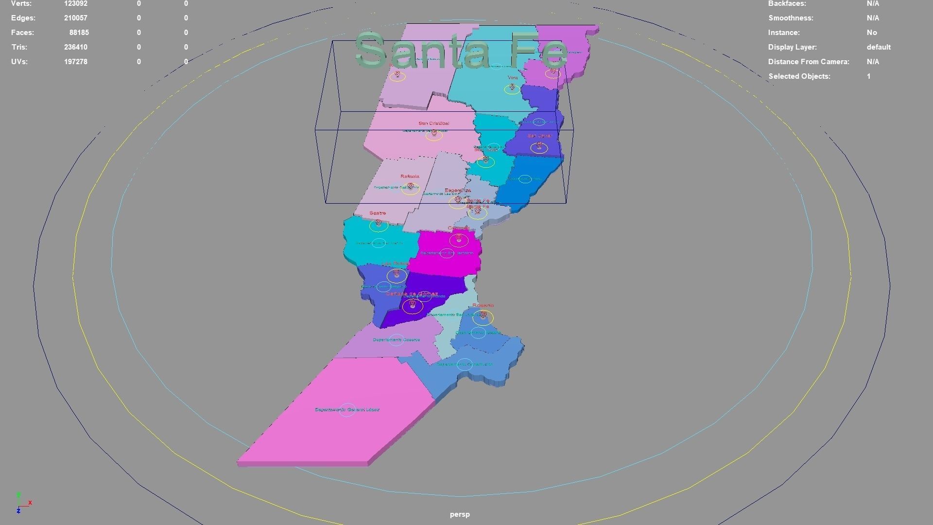Santa Fe Argentina map region geography political geographic 3D model ...