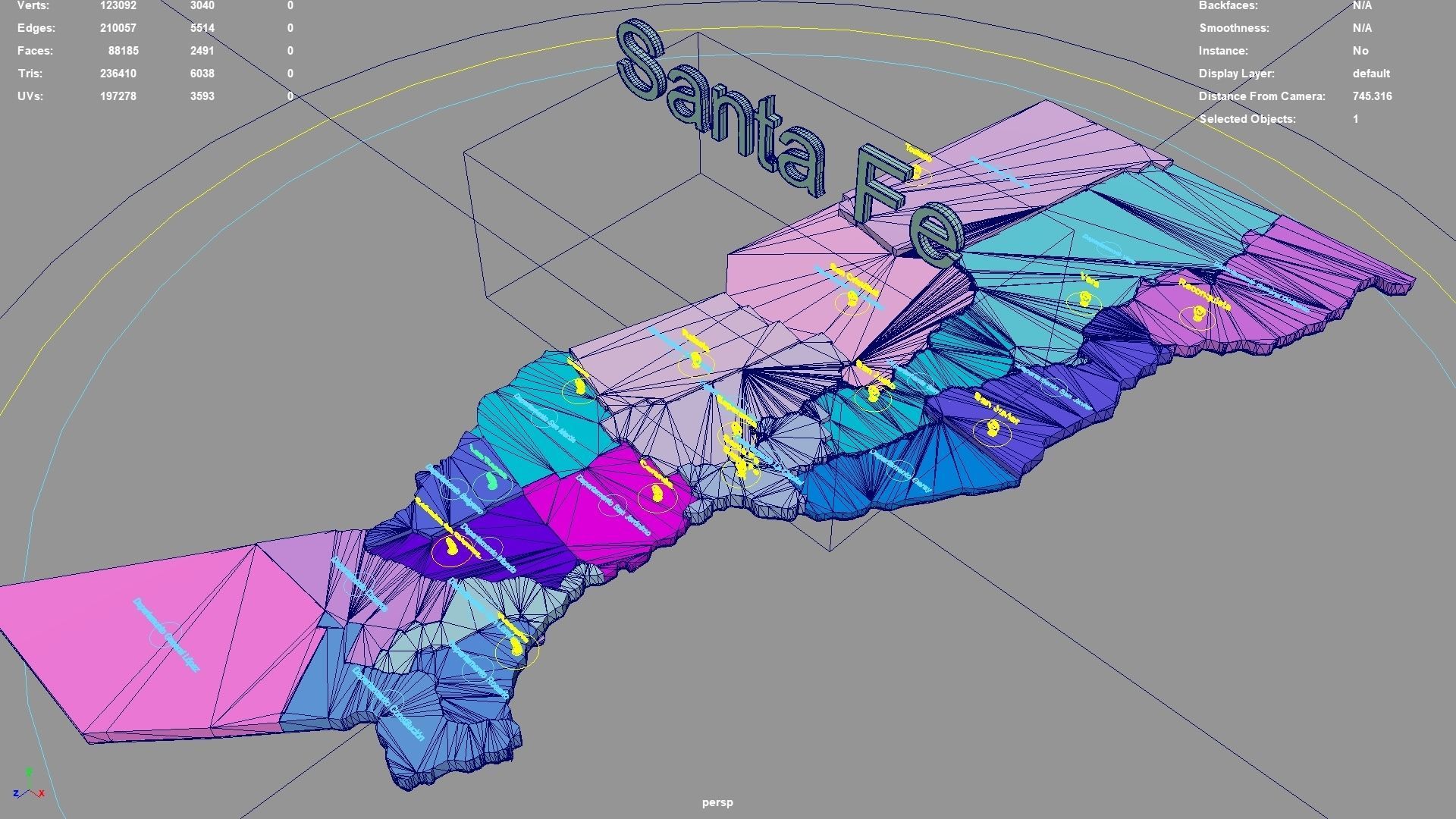 Santa Fe Argentina map region geography political geographic 3D model ...