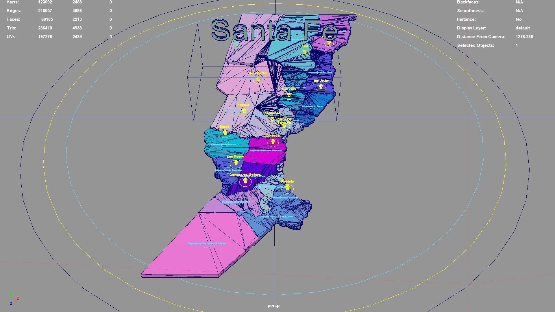 Santa Fe Argentina map region geography political geographic 3D model ...