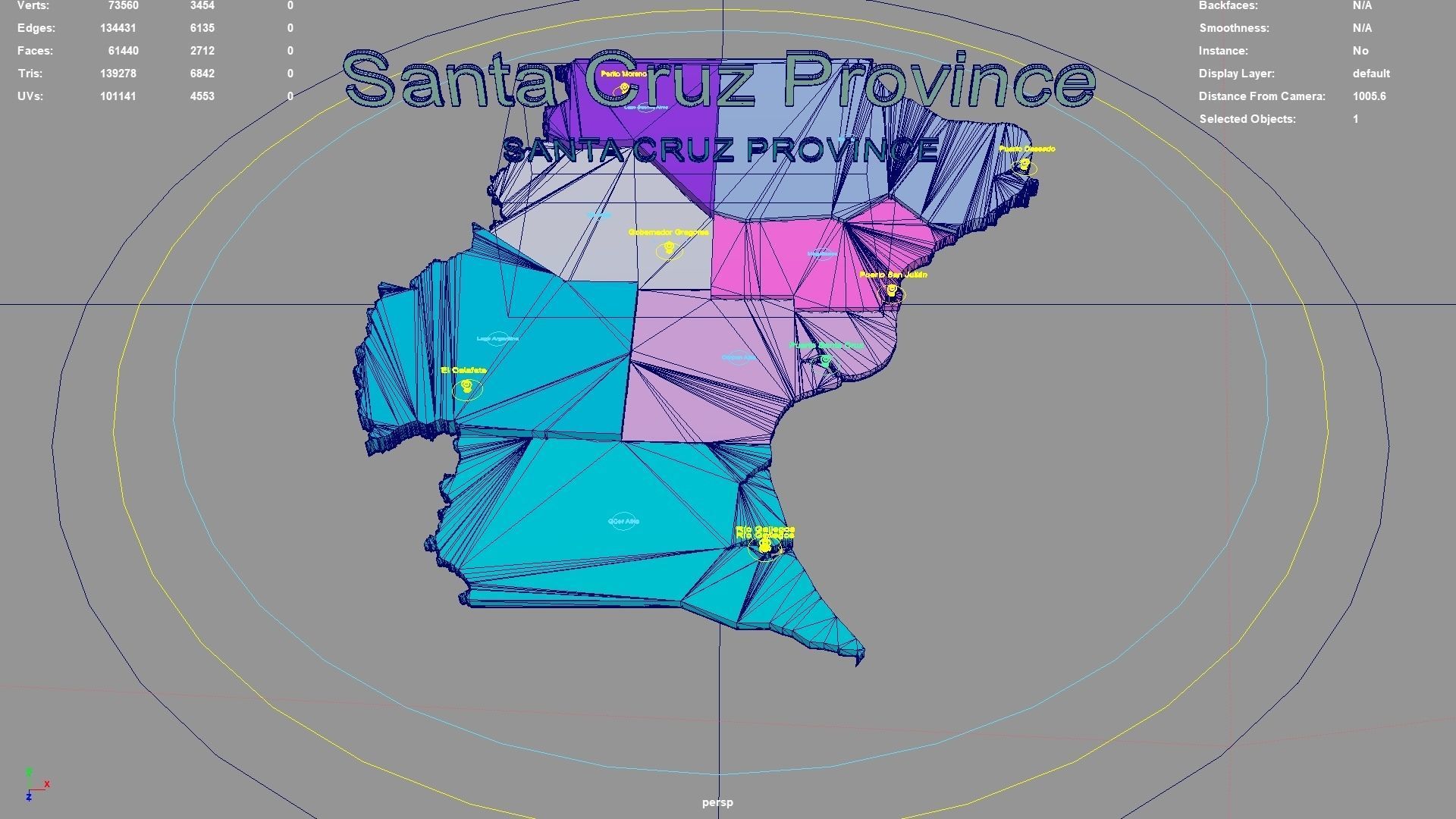 Santa Cruz Province Argentina map region geography political 3D model ...