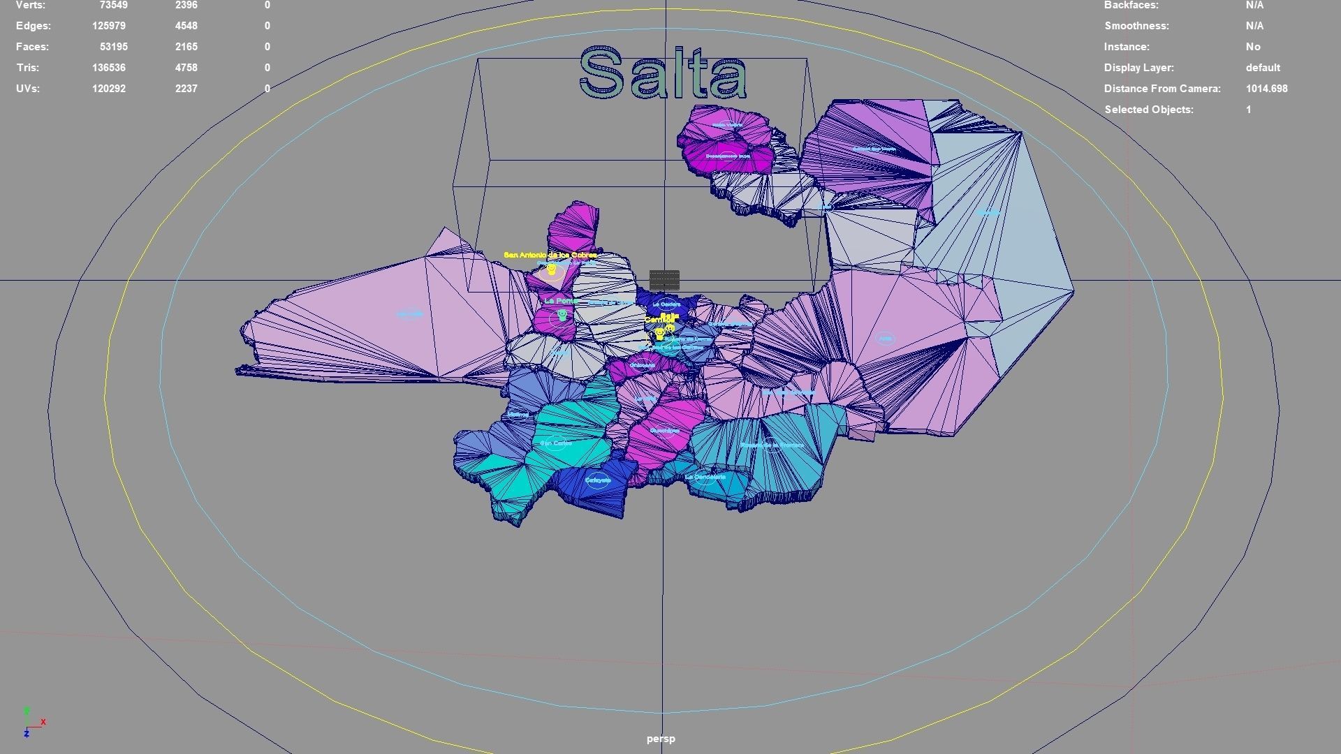 Salta Argentina map region geography political geographic 3D model ...