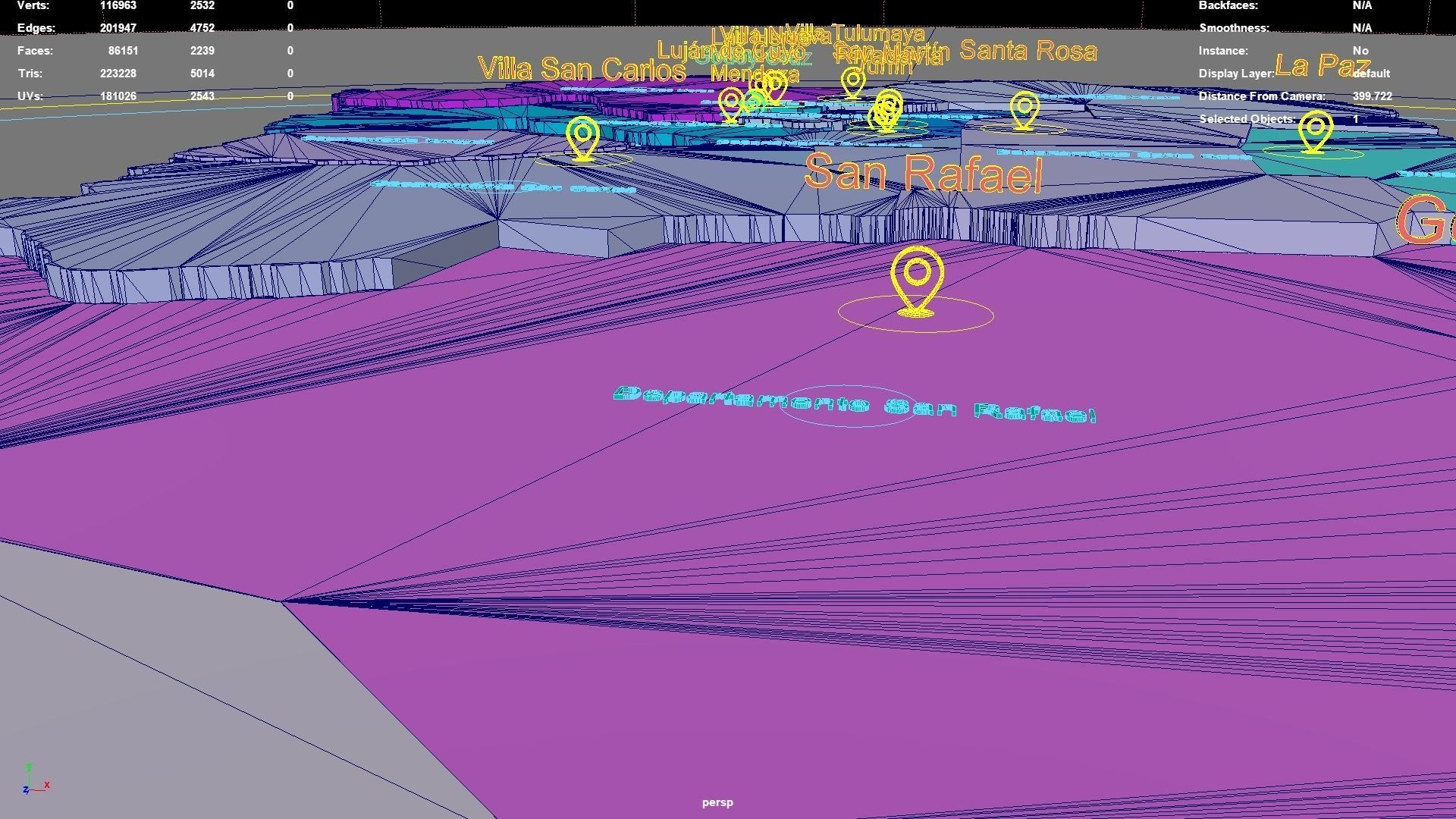 Mendoza Argentina map region geography political geographic 3D model ...
