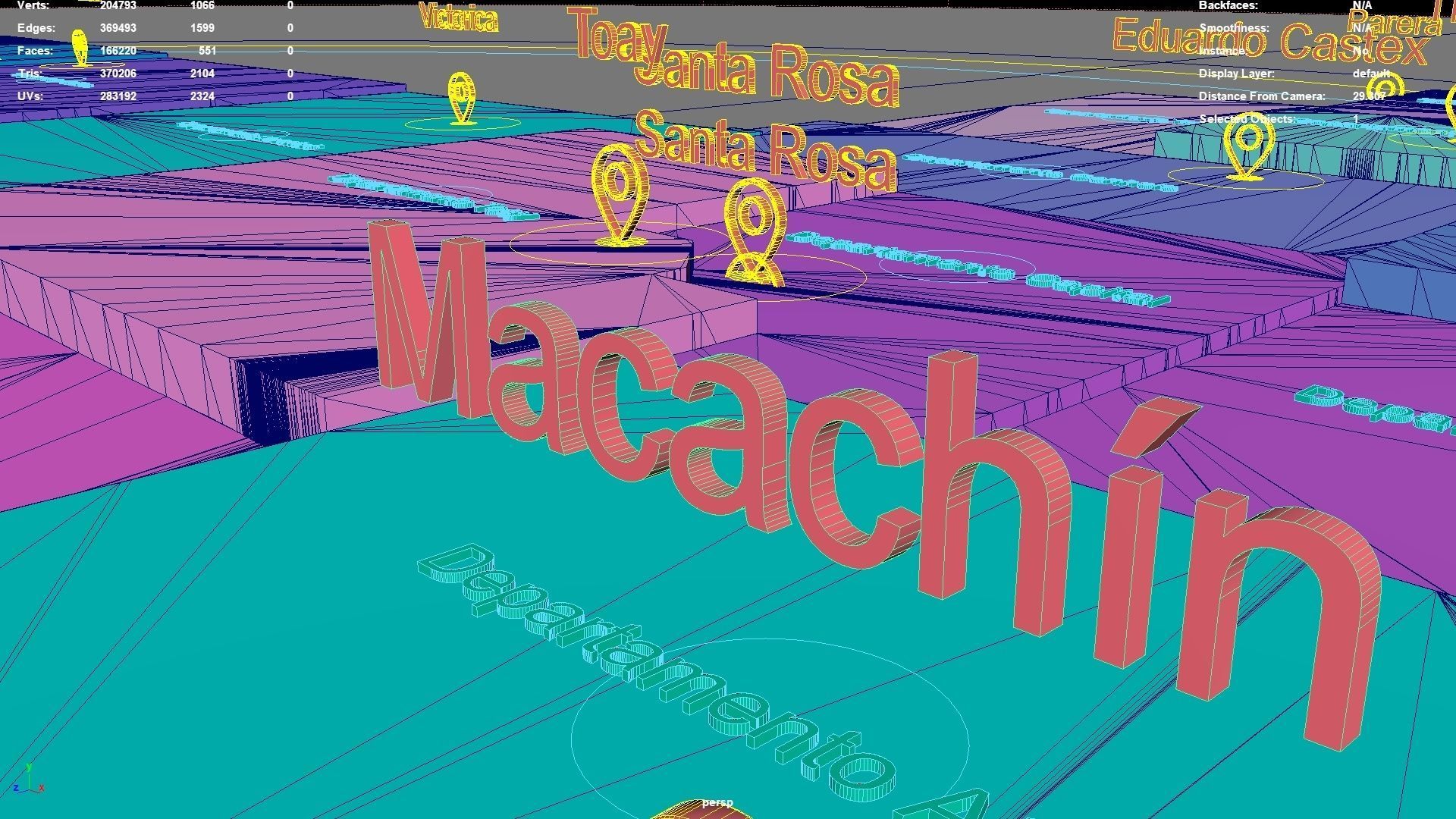 La Pampa Argentina map region geography political geographic 3D model ...