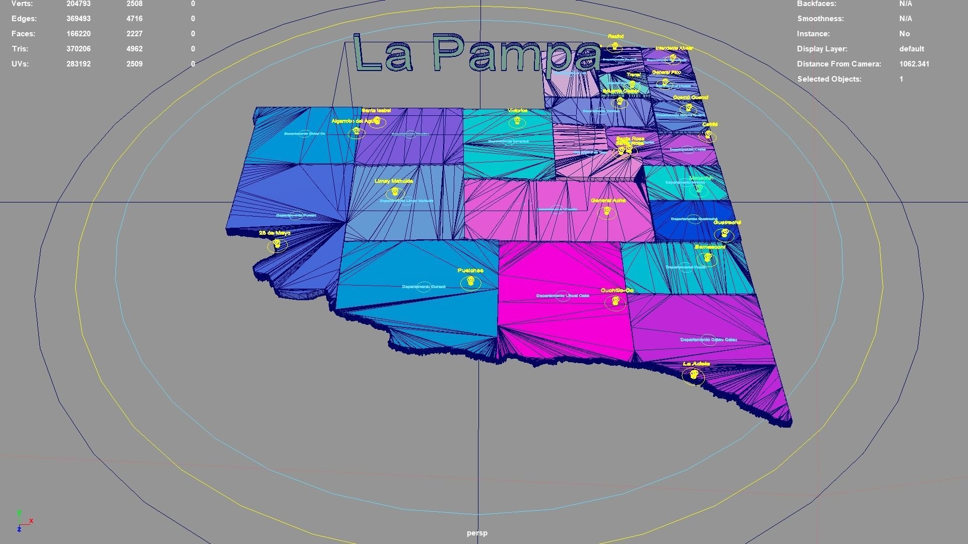 La Pampa Argentina map region geography political geographic 3D model ...