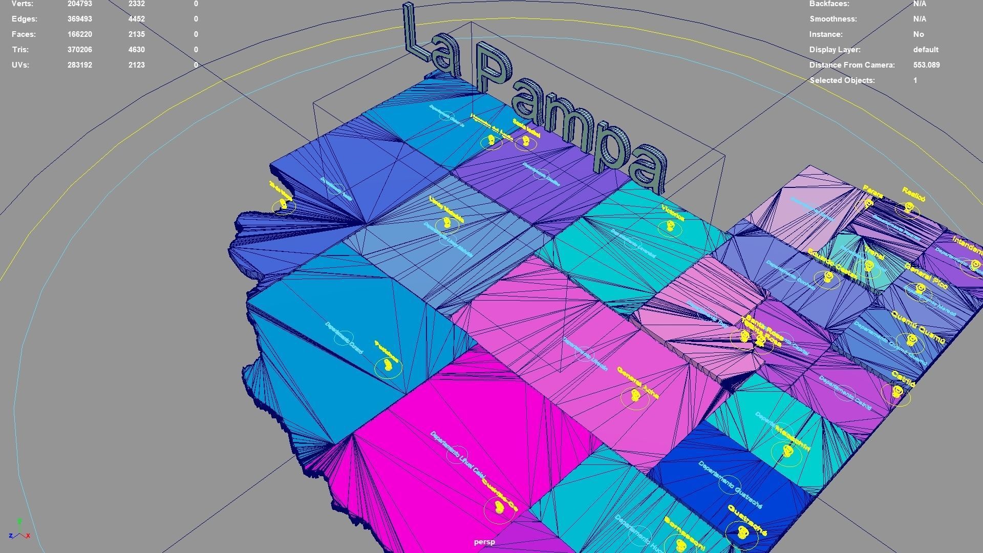 La Pampa Argentina map region geography political geographic 3D model ...
