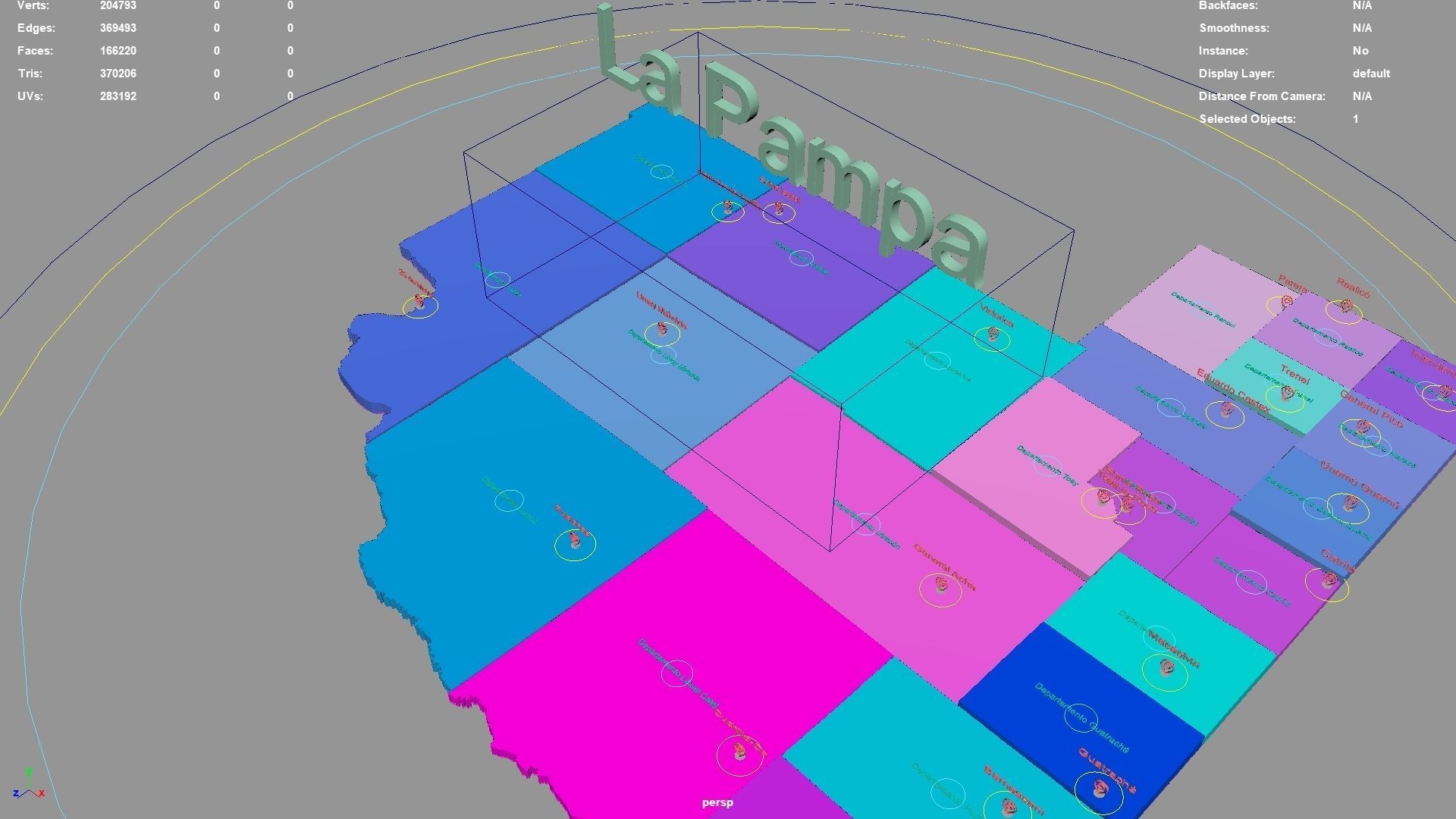 La Pampa Argentina map region geography political geographic 3D model ...