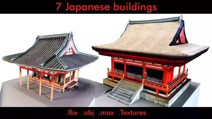 4 Traditioanl Japanese Buildings- 3d Model 3D model | CGTrader
