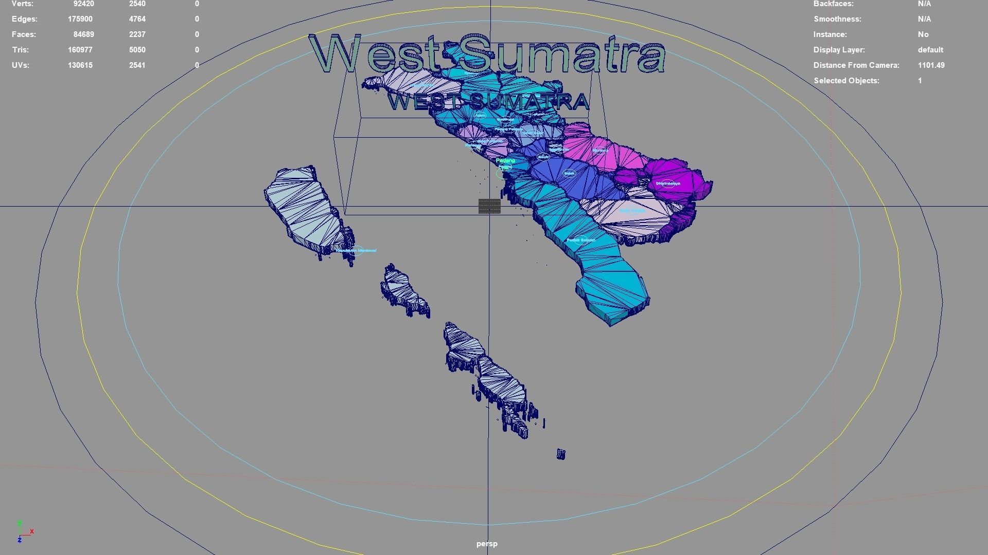 West Sumatra Sumatra Indonesia map region geography political 3D model ...