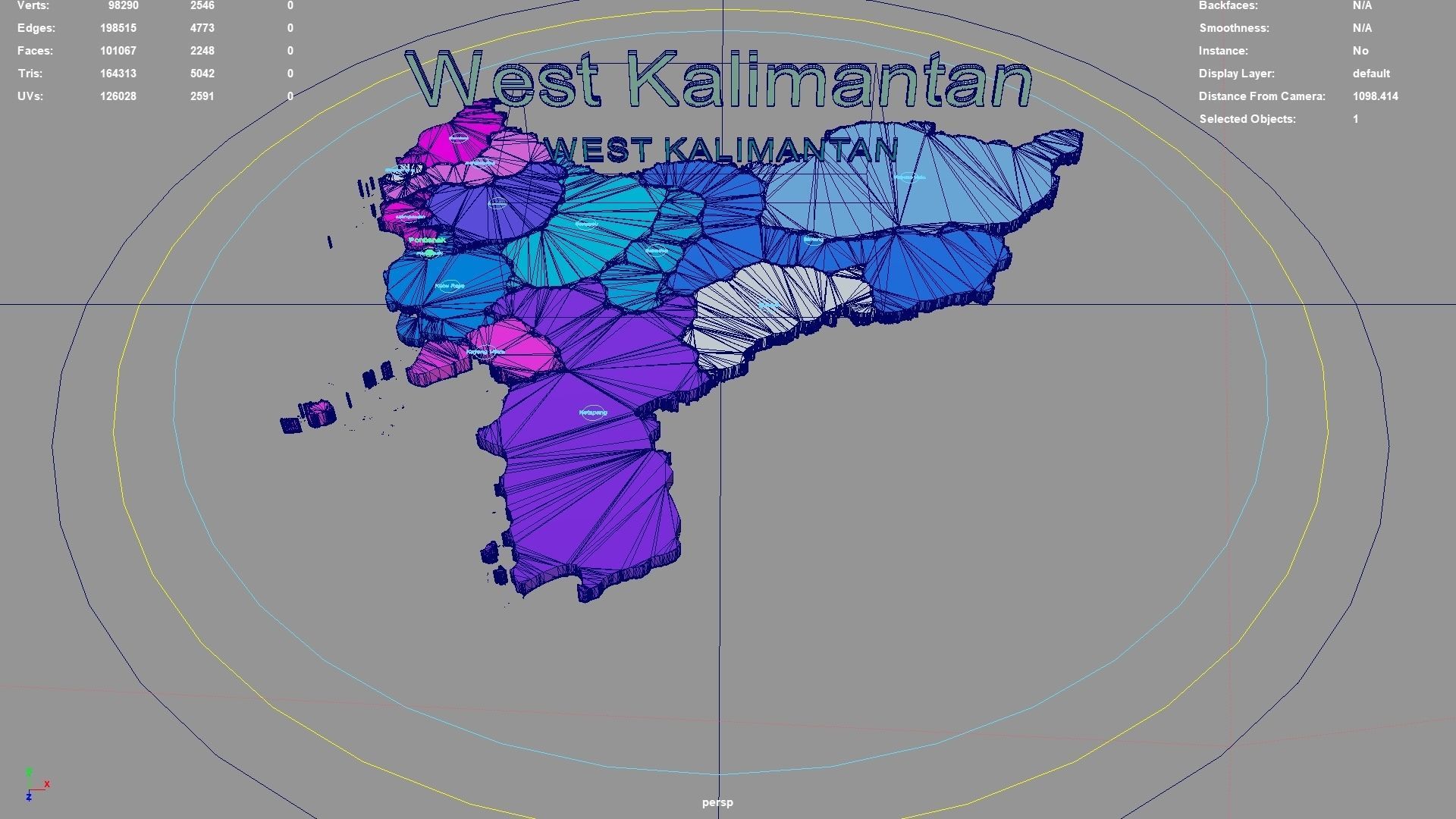 West Kalimantan Kalimantan Indonesia map region geography 3D model ...
