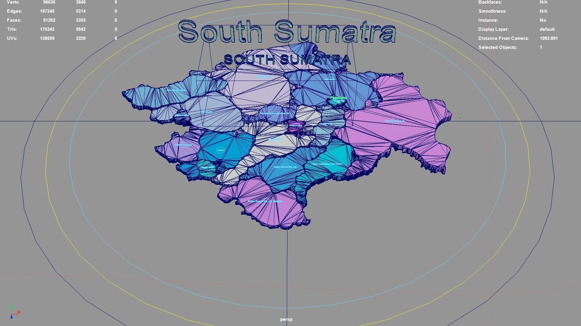 South Sumatra Sumatra Indonesia map region geography political 3D model ...