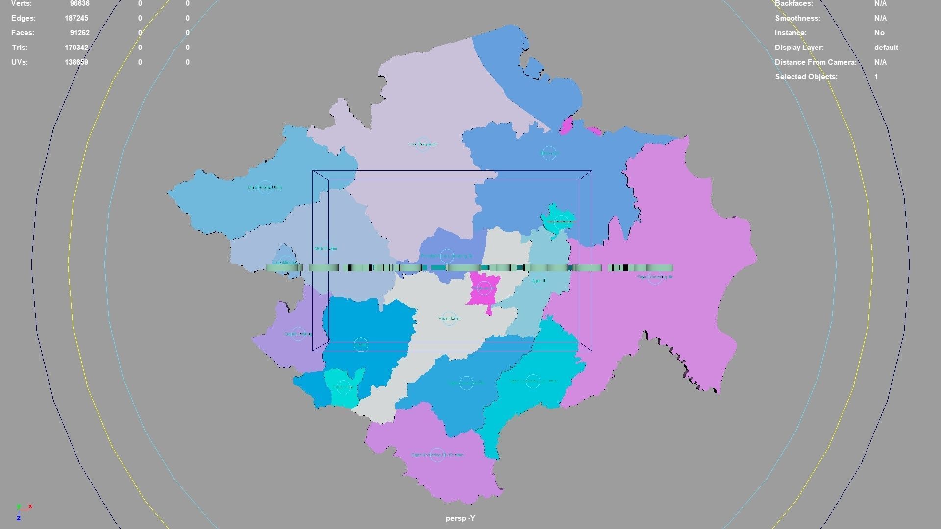 South Sumatra Sumatra Indonesia map region geography political 3D model ...