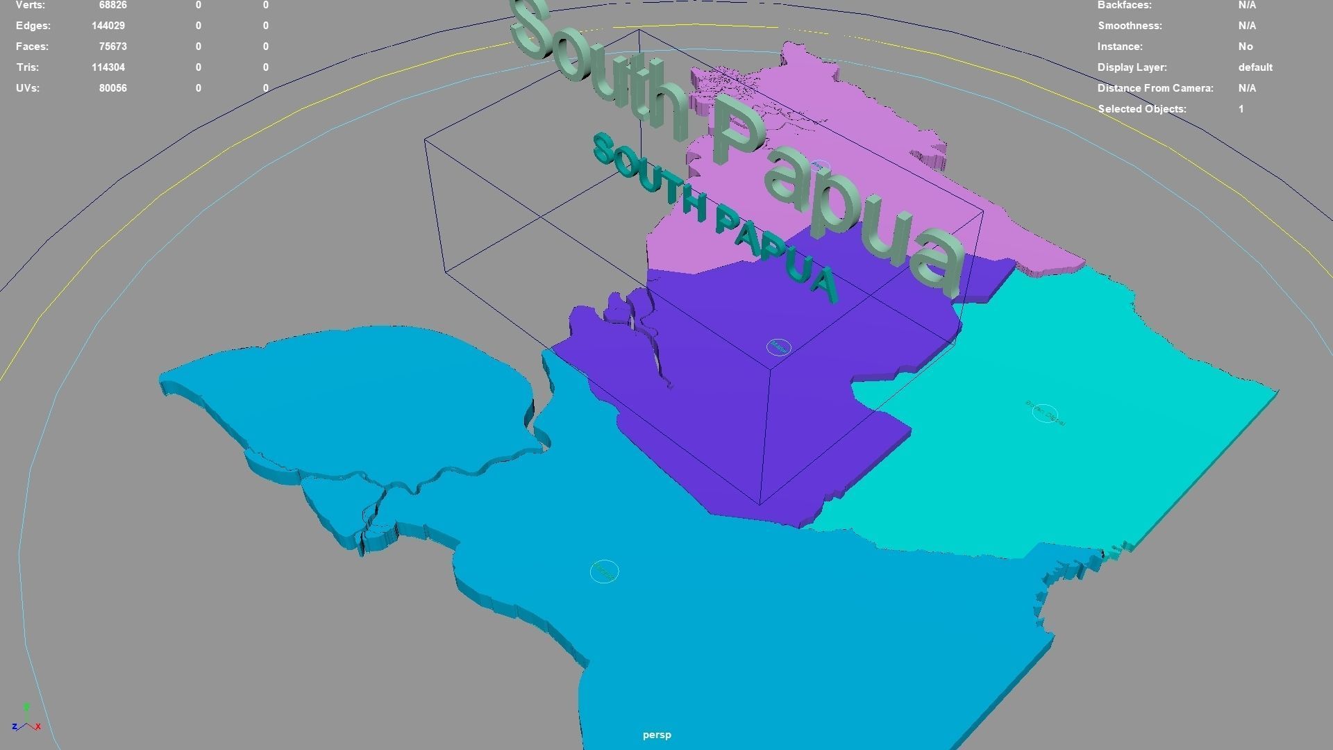 South Papua Western New Guinea Indonesia map region geography 3D model ...