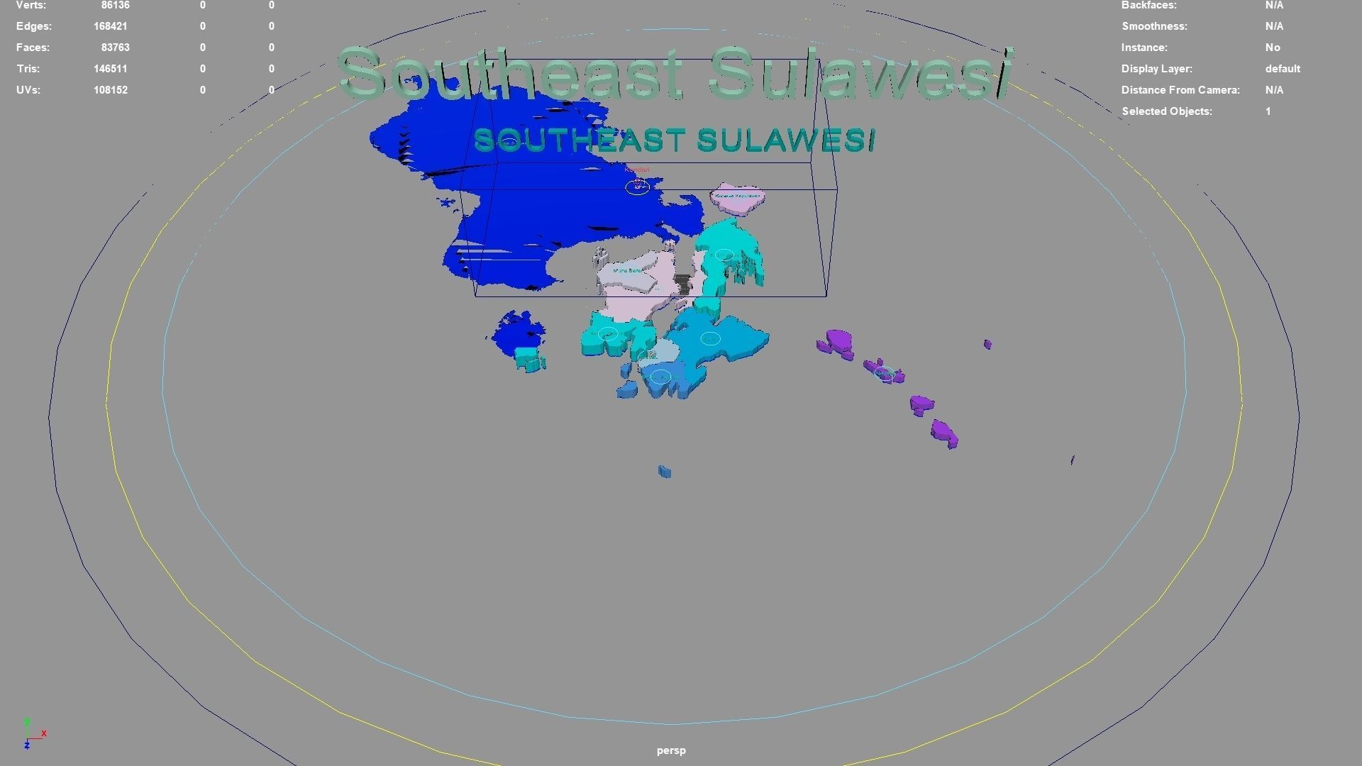 Southeast Sulawesi Sulawesi Indonesia map region geography 3D model ...