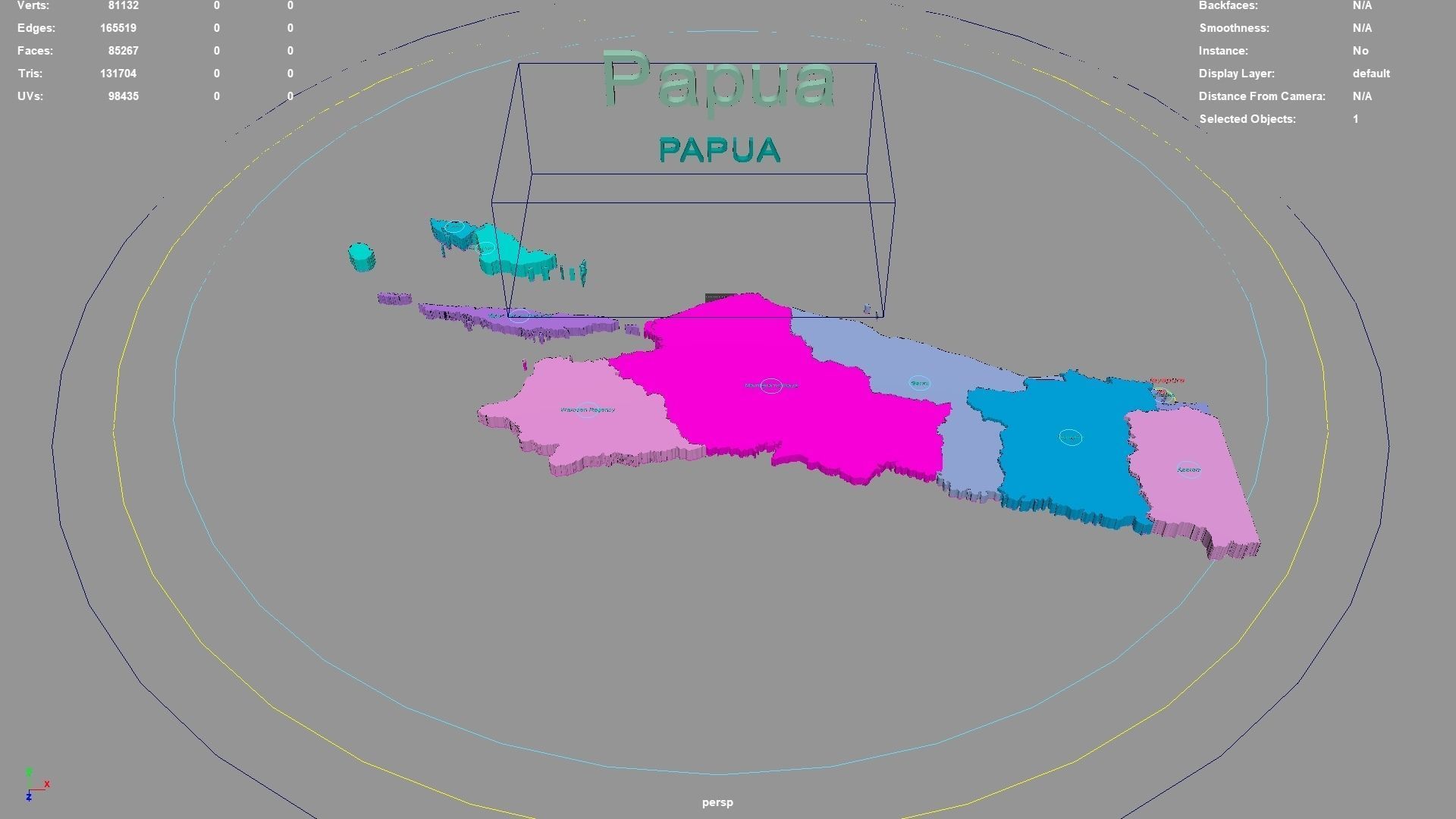 Papua Western New Guinea Indonesia map region geography 3D model rigged ...