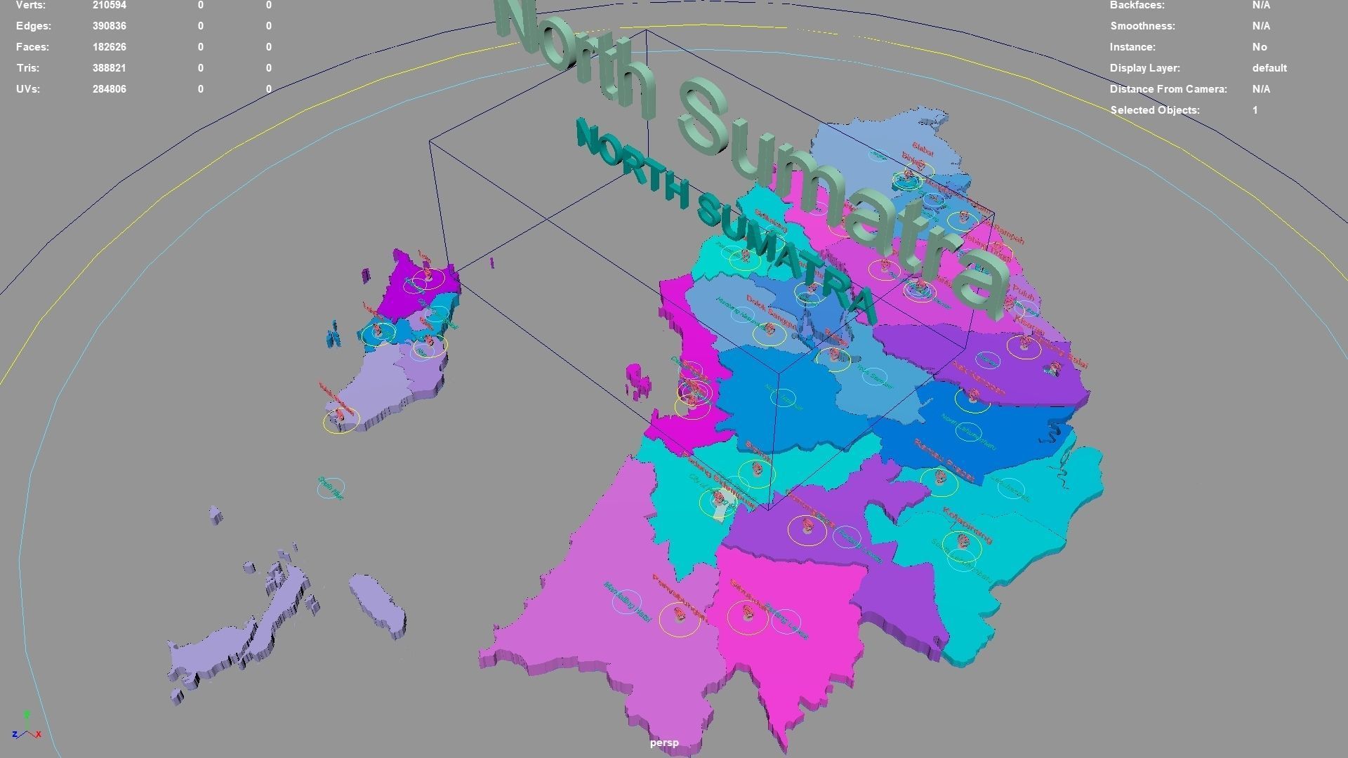 North Sumatra Sumatra Indonesia map region geography political 3D model ...