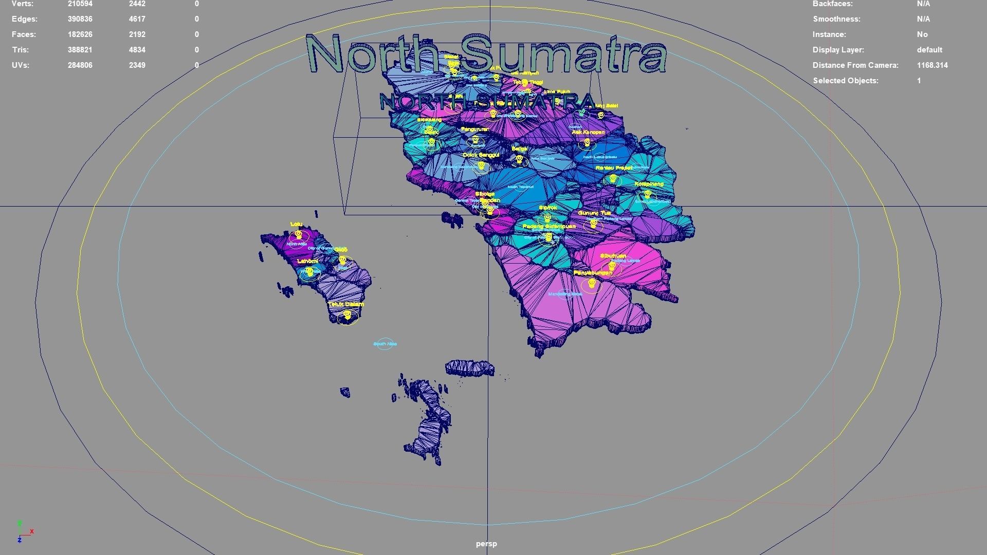 North Sumatra Sumatra Indonesia map region geography political 3D model ...