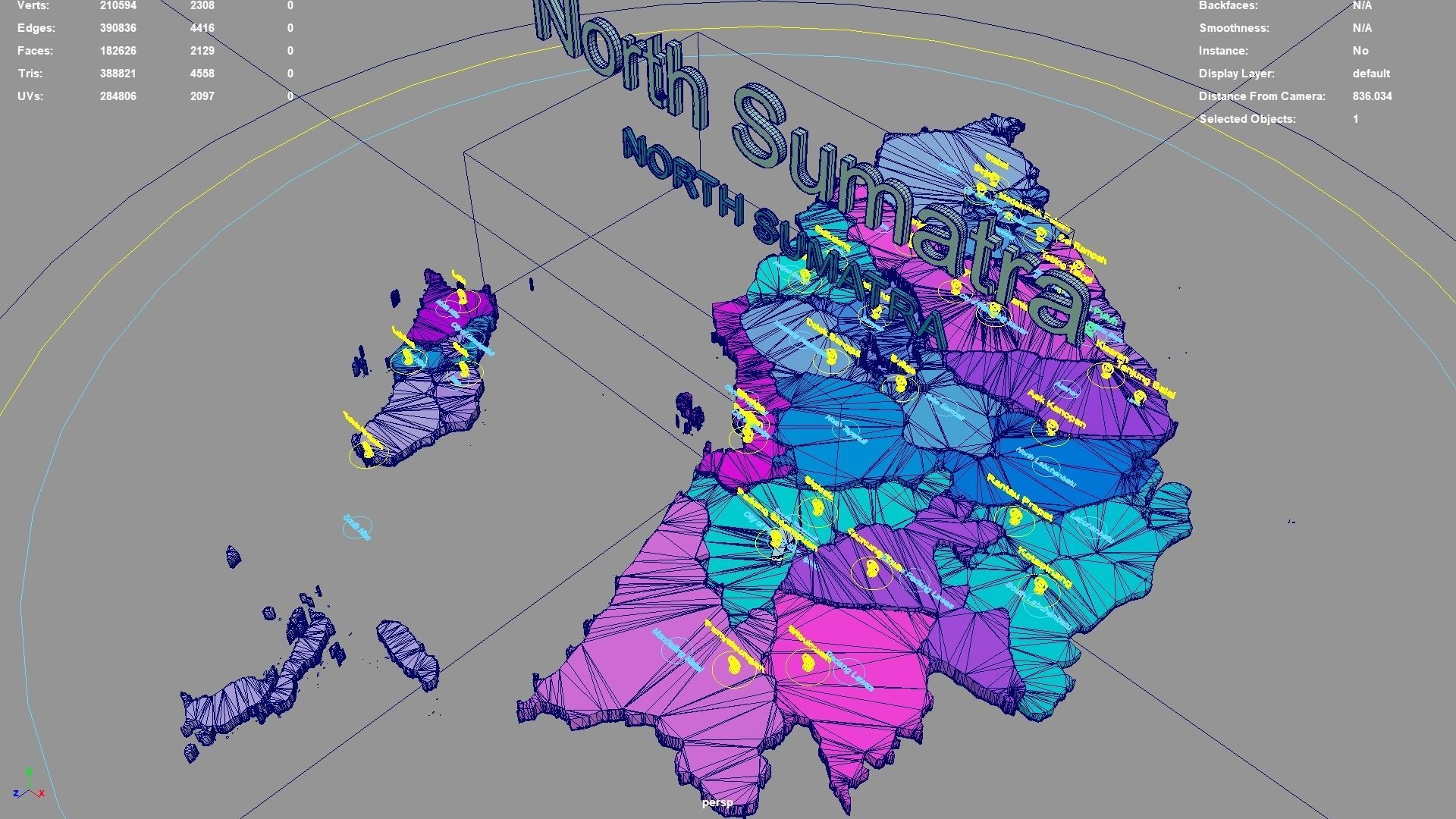 North Sumatra Sumatra Indonesia map region geography political 3D model ...