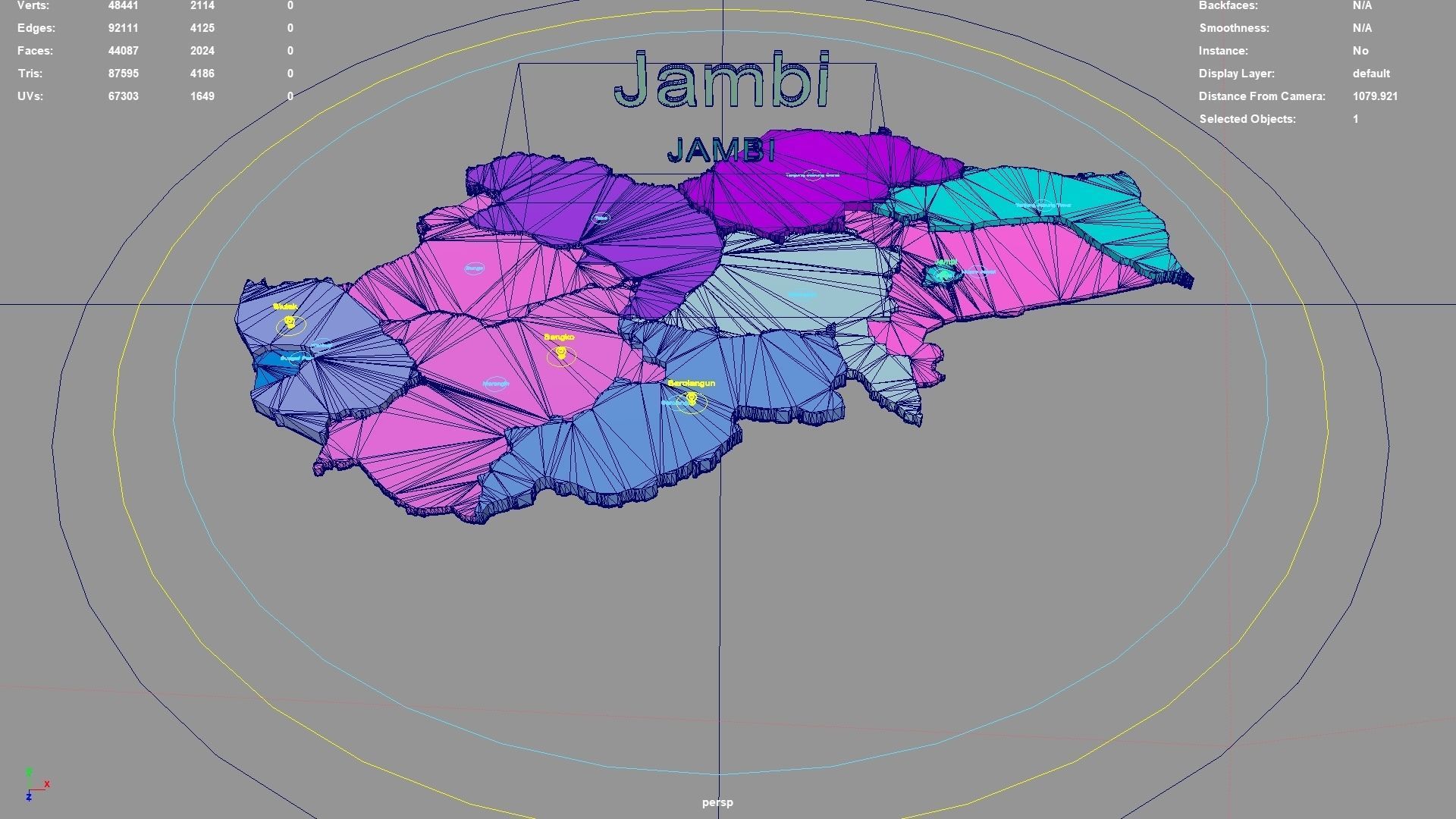 Jambi Sumatra Indonesia map region geography political 3D model rigged ...
