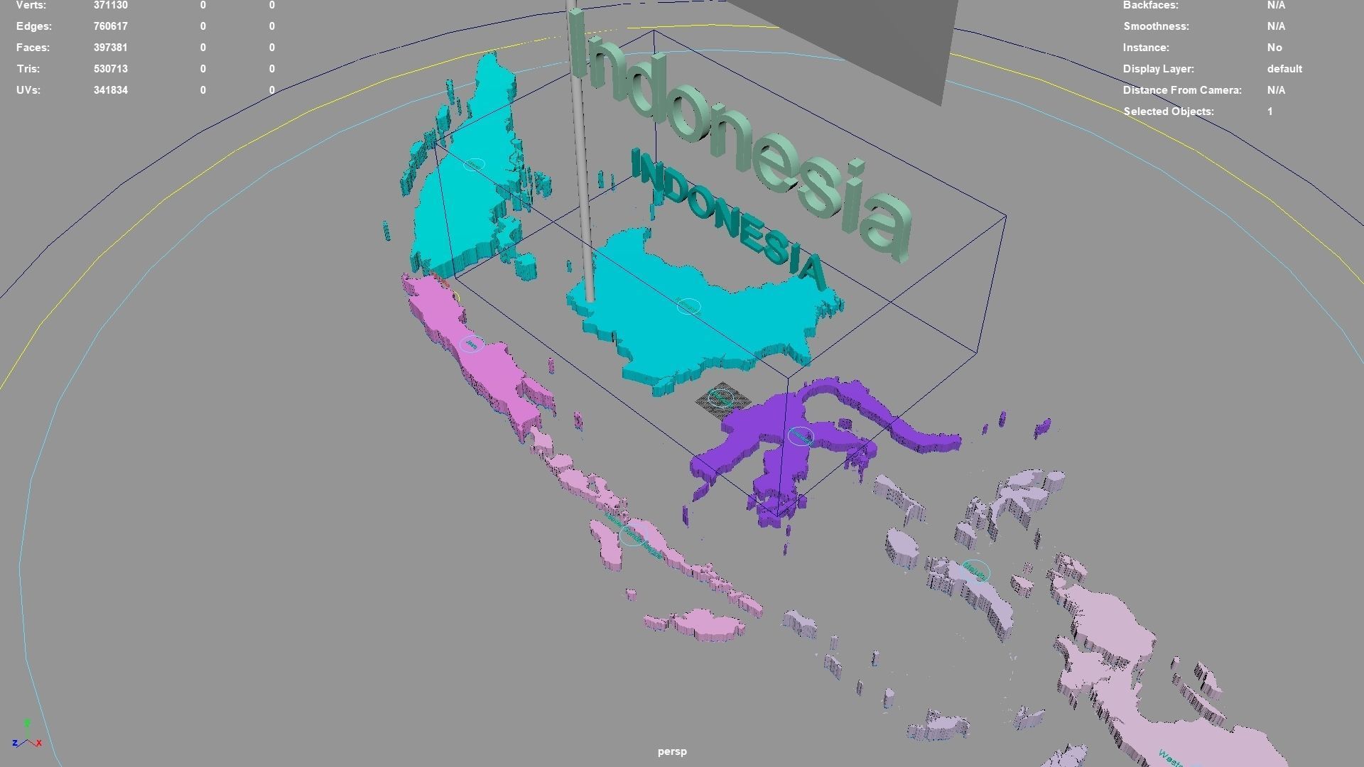 Indonesia map region geography political geographic 3D model rigged ...