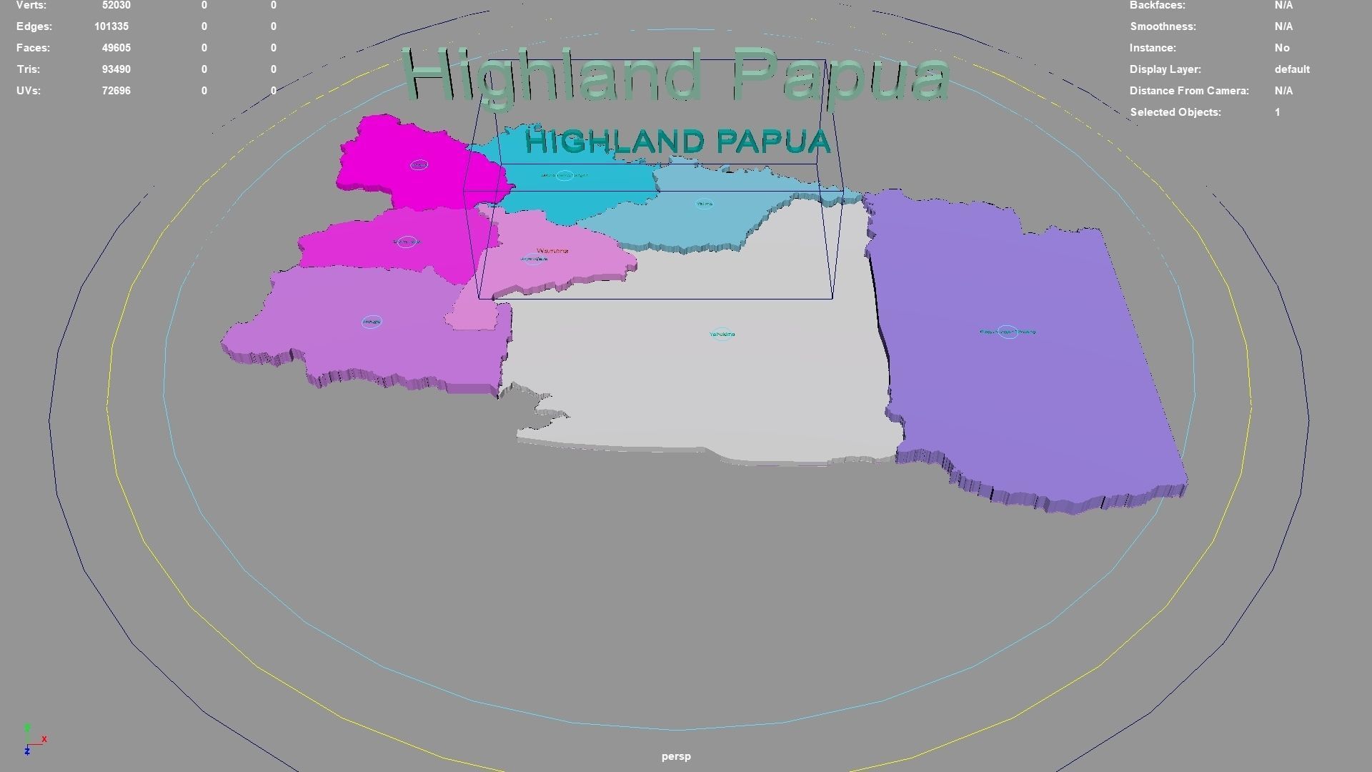 Highland Papua Western New Guinea Indonesia map region 3D model rigged ...