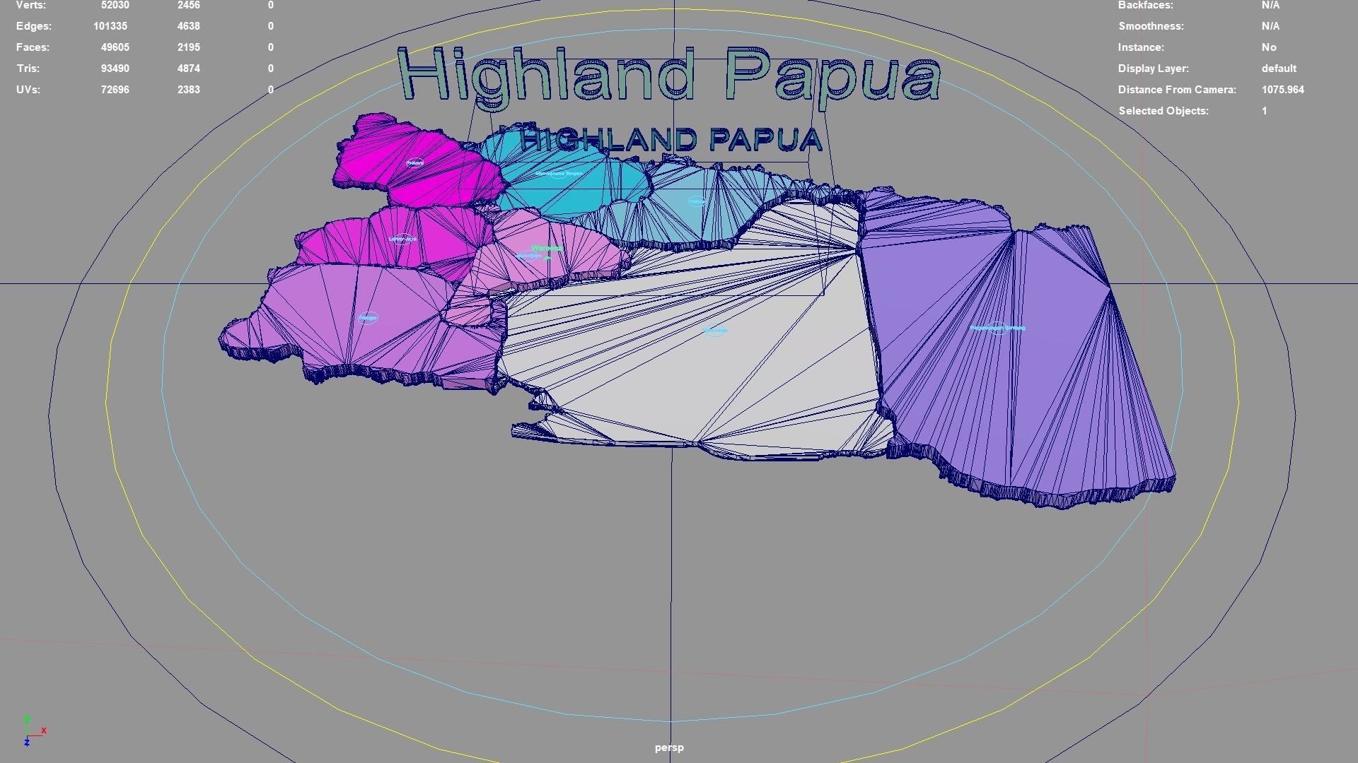 Highland Papua Western New Guinea Indonesia map region 3D model rigged ...