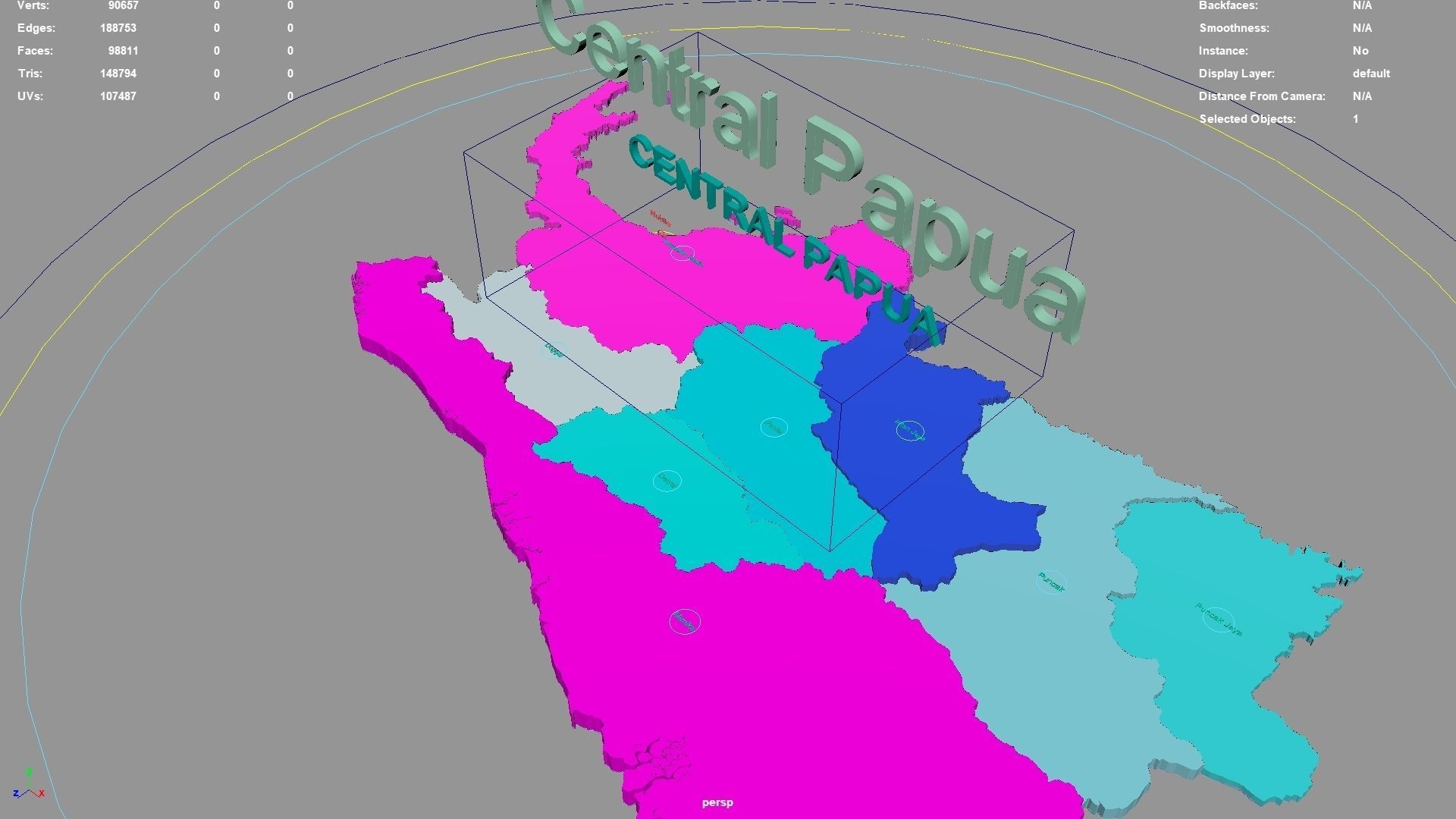 Central Papua Western New Guinea Indonesia map region 3D model rigged ...