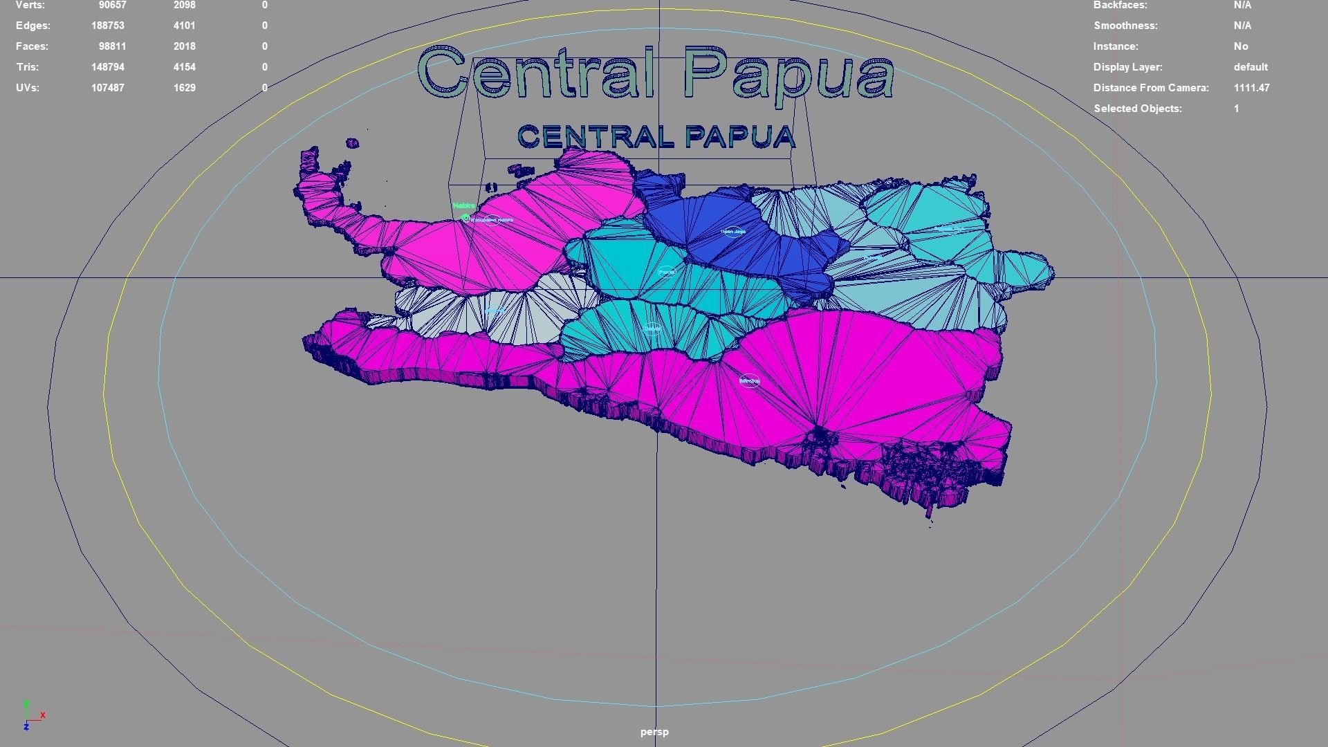 Central Papua Western New Guinea Indonesia map region 3D model rigged ...