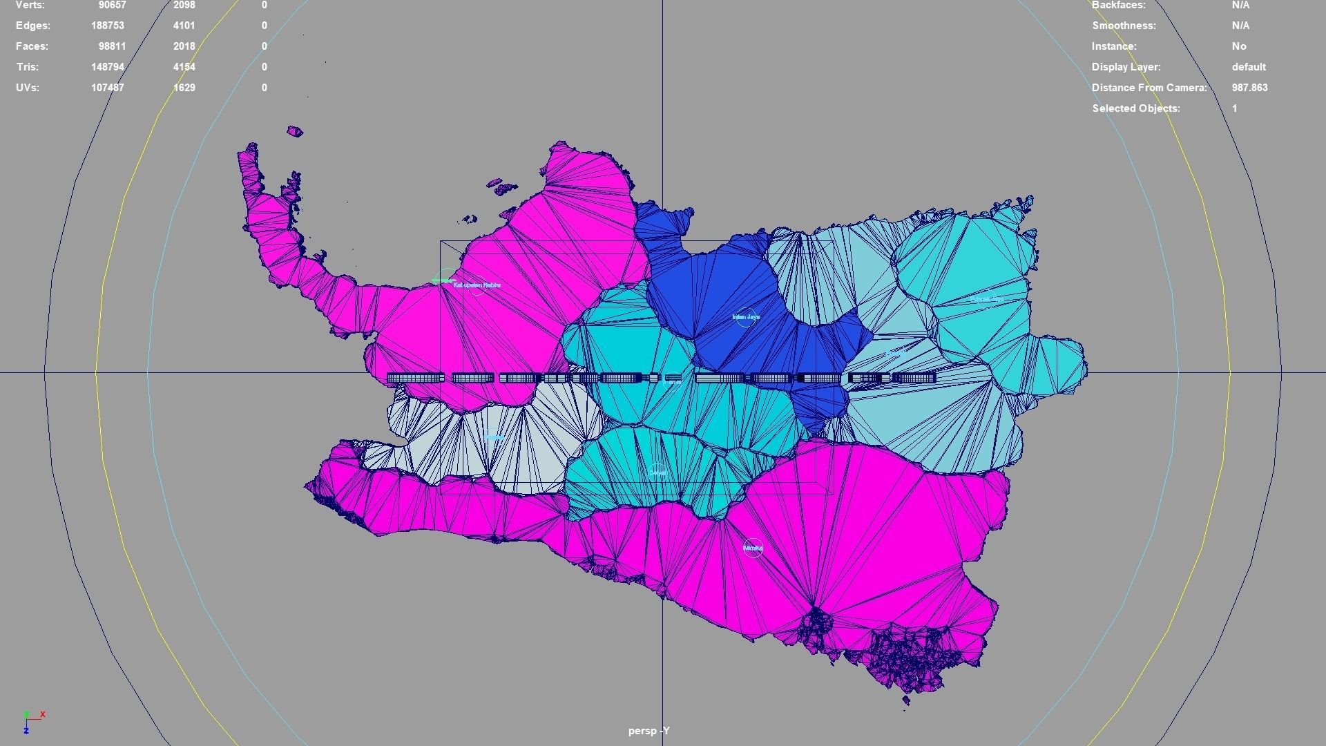Central Papua Western New Guinea Indonesia map region 3D model rigged ...