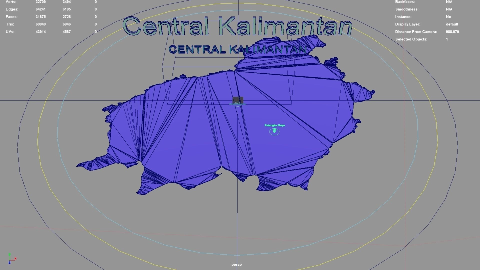 Central Kalimantan Kalimantan Indonesia map region geography 3D model ...