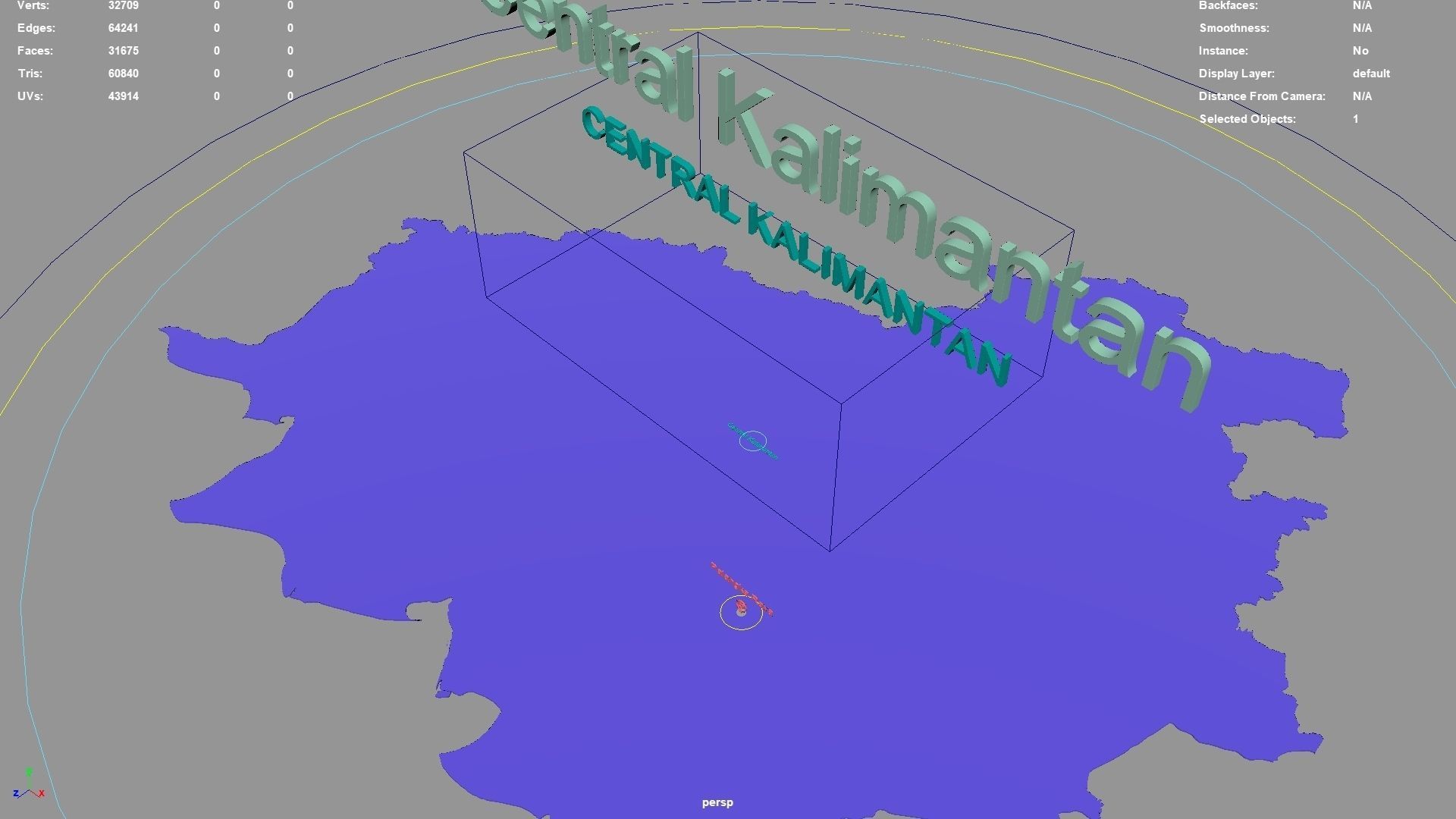 Central Kalimantan Kalimantan Indonesia map region geography 3D model ...