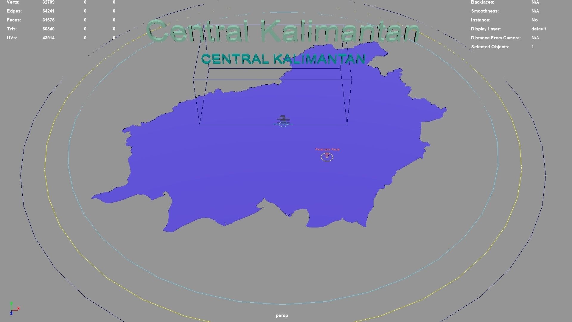 Central Kalimantan Kalimantan Indonesia map region geography 3D model ...