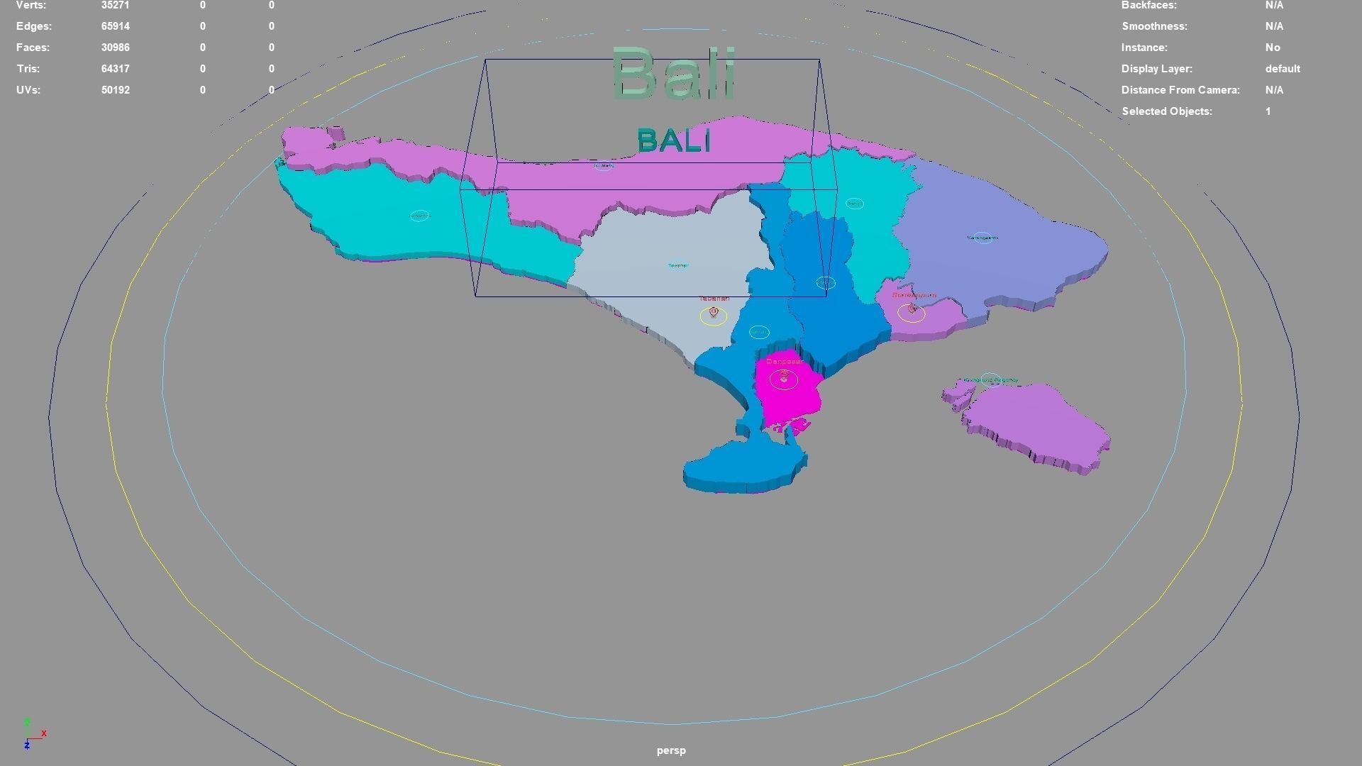 Bali Lesser Sunda Islands Indonesia map region geography 3D model ...