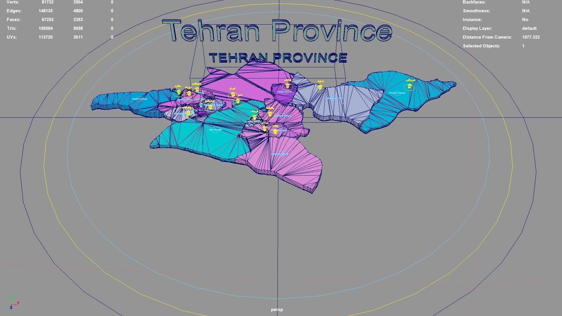 Tehran Province Iran map region geography political geographic 3D model ...