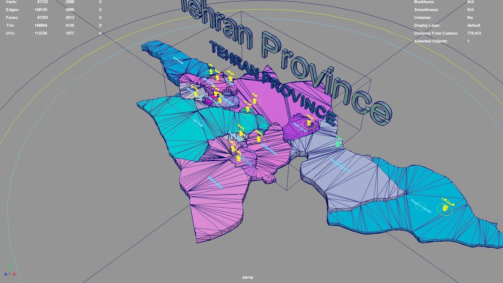 Tehran Province Iran map region geography political geographic 3D model ...