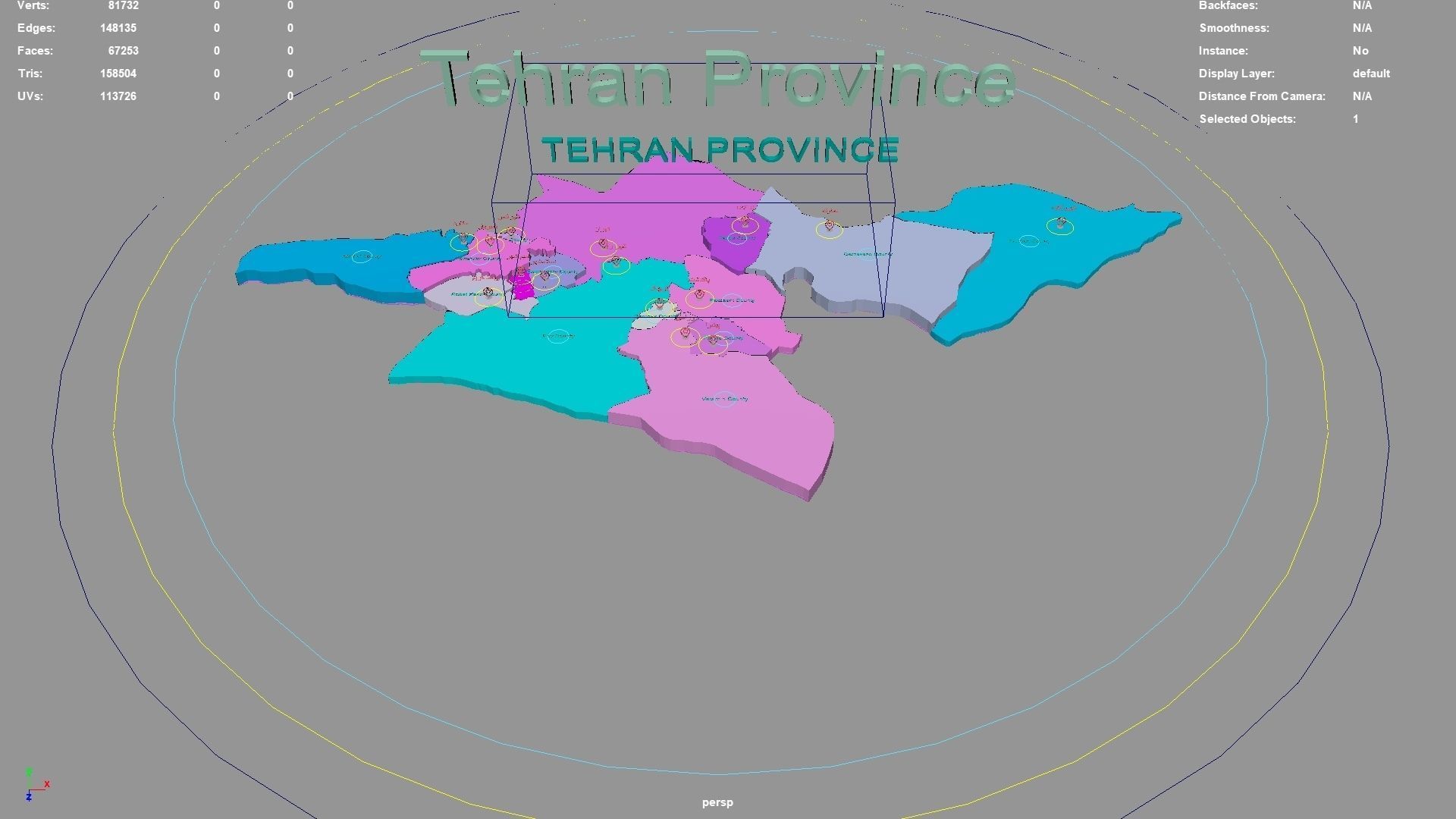 Tehran Province Iran map region geography political geographic 3D model ...