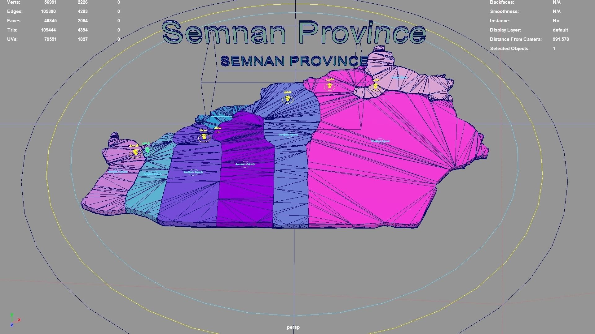 Semnan Province Iran map region geography political geographic 3D model ...