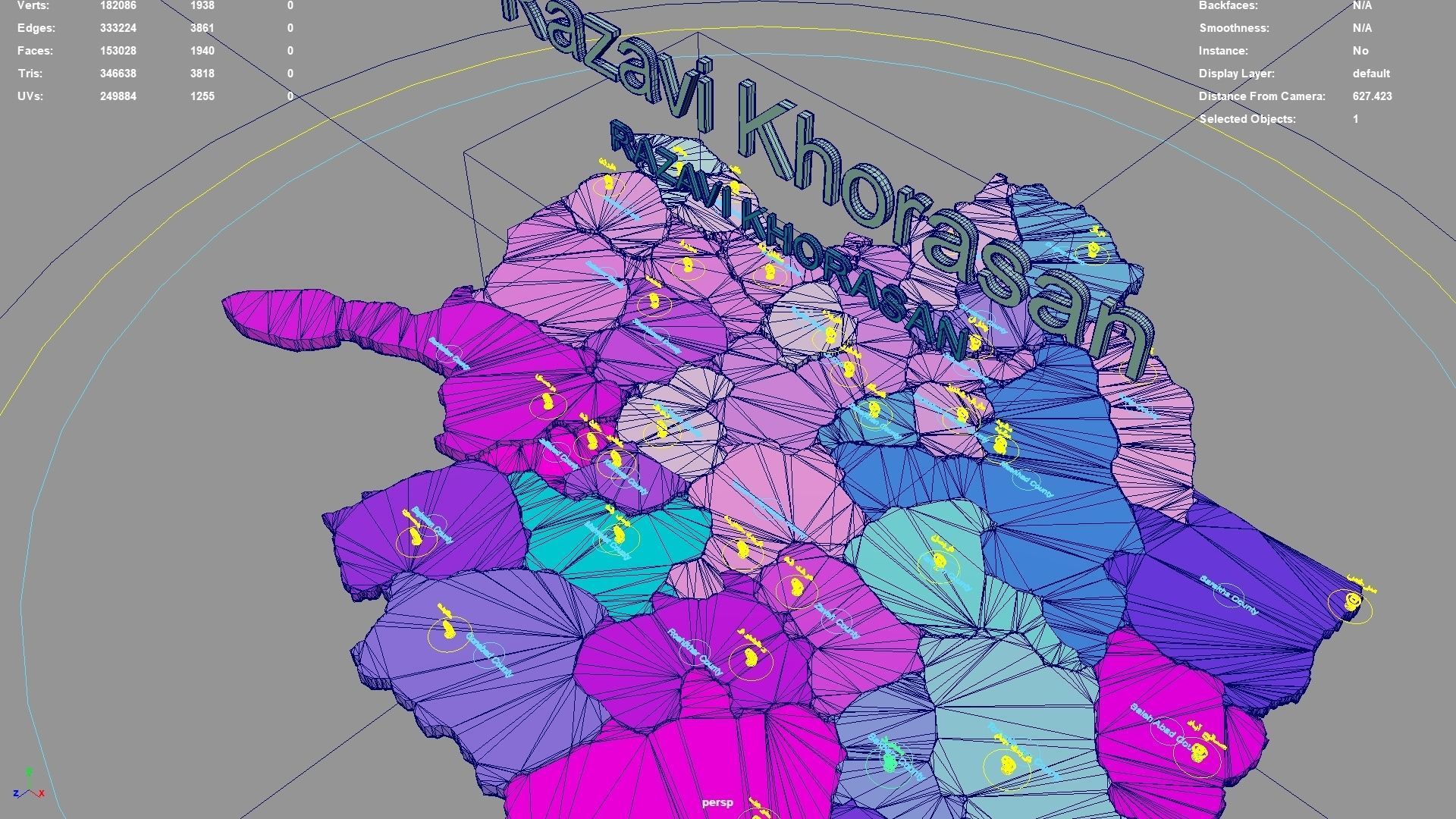 Razavi Khorasan Iran map region geography political geographic 3D model ...