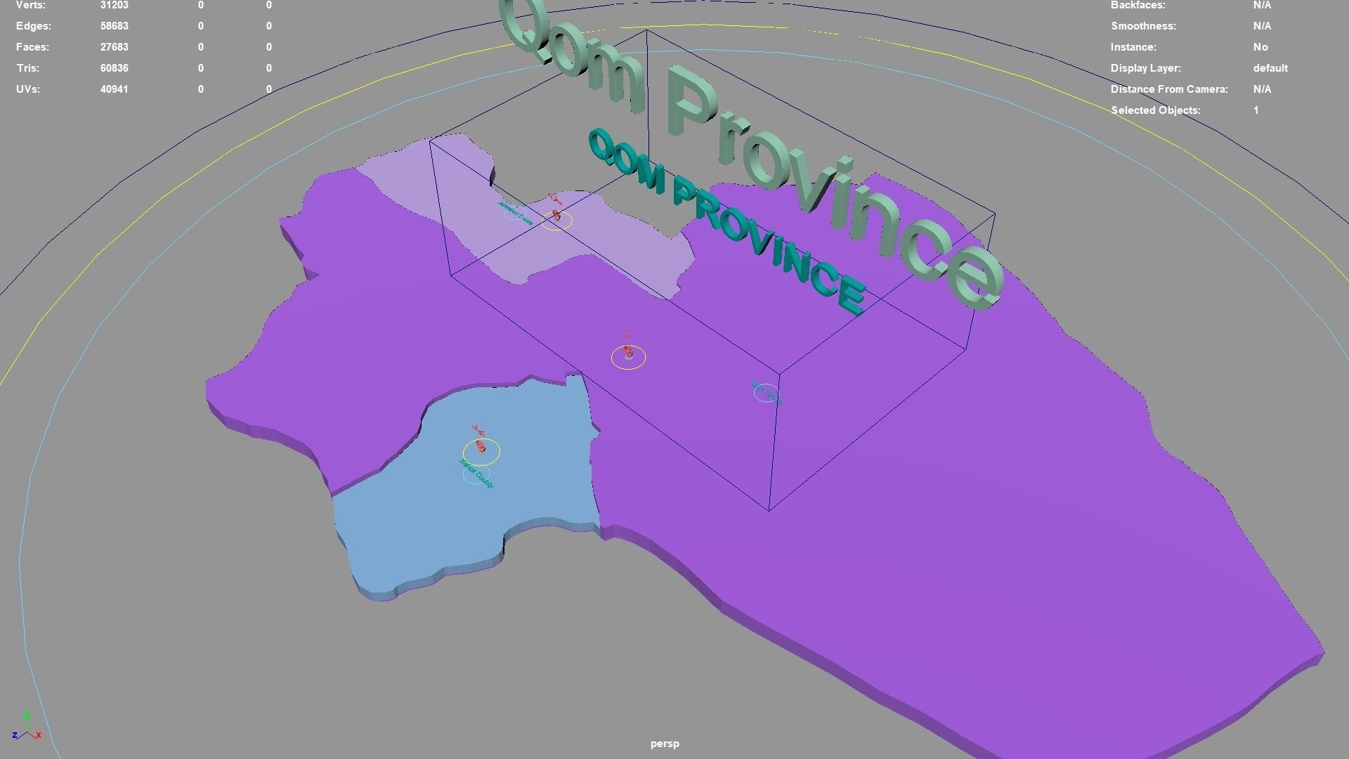 Qom Province Iran map region geography political geographic 3D model ...