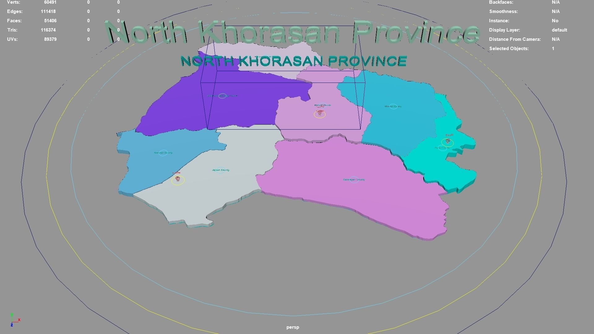North Khorasan Province Iran map region geography political 3D model ...