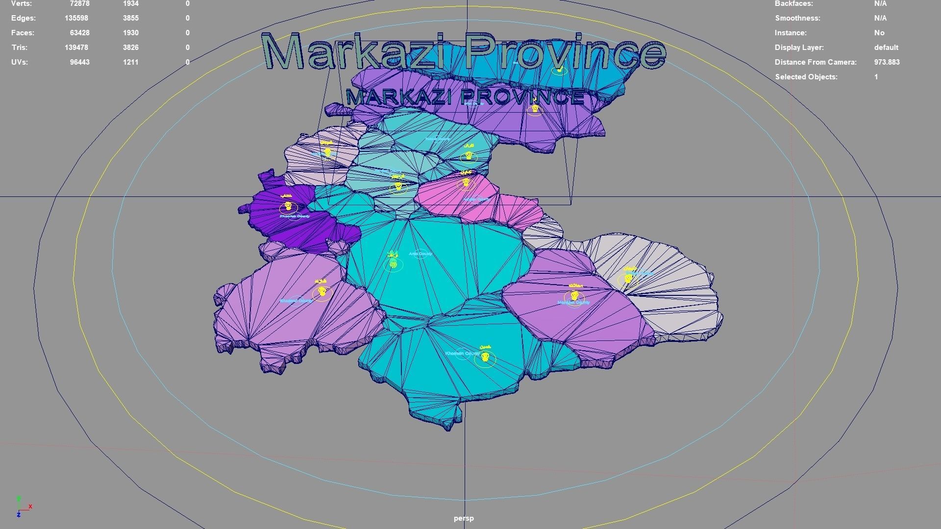 Markazi Province Iran map region geography political geographic 3D ...