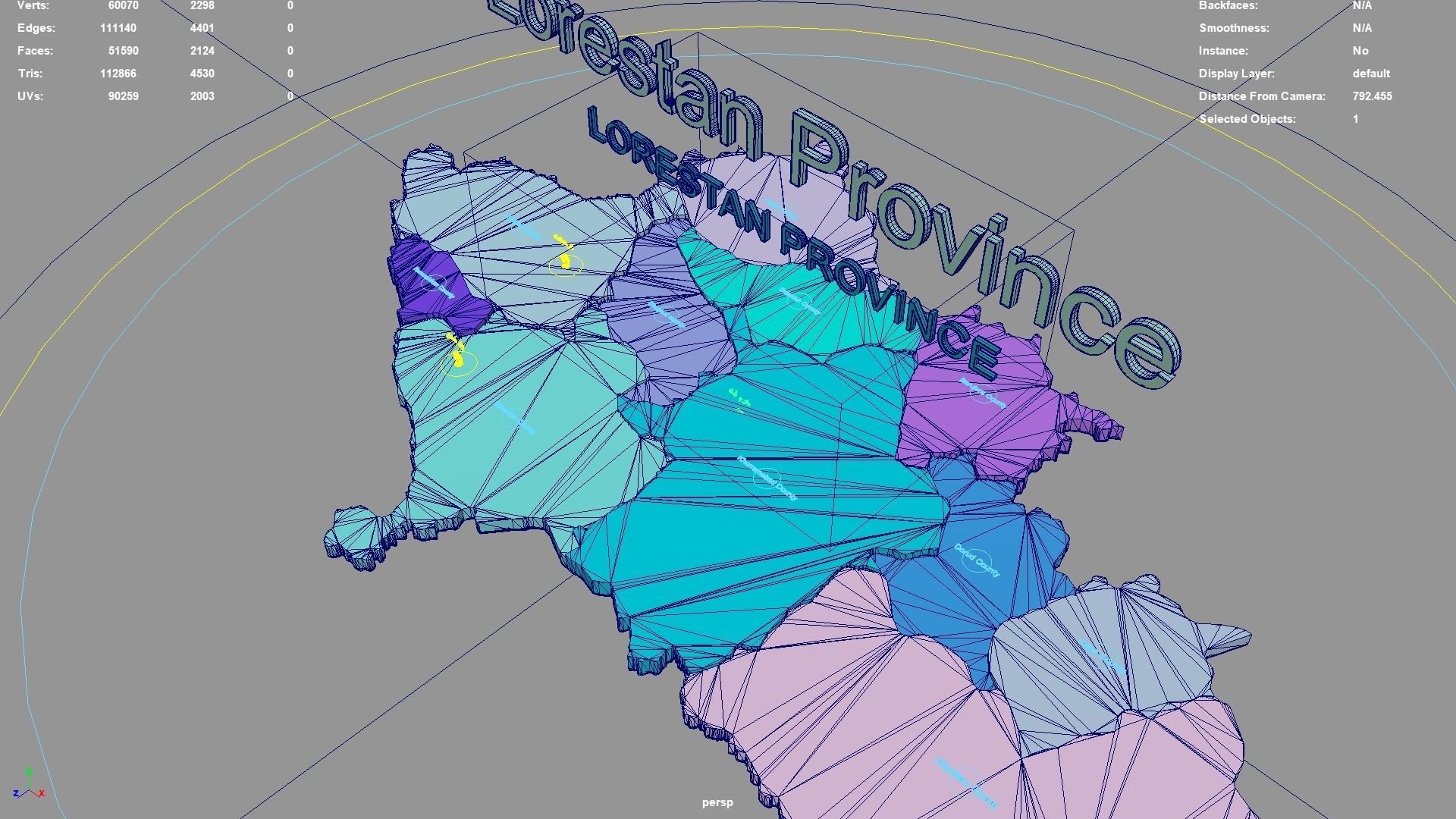 Lorestan Province Iran map region geography political 3D model rigged ...