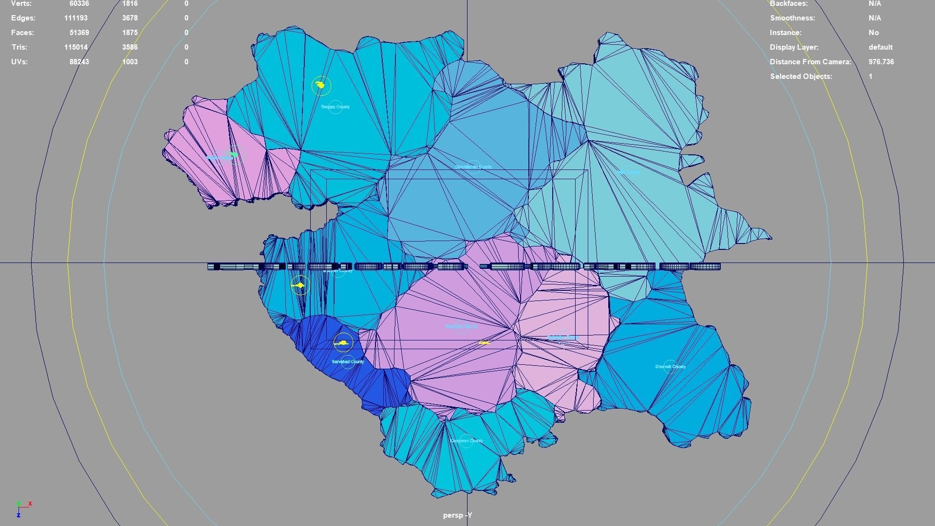 Kurdistan Province Iran map region geography political 3D model rigged ...