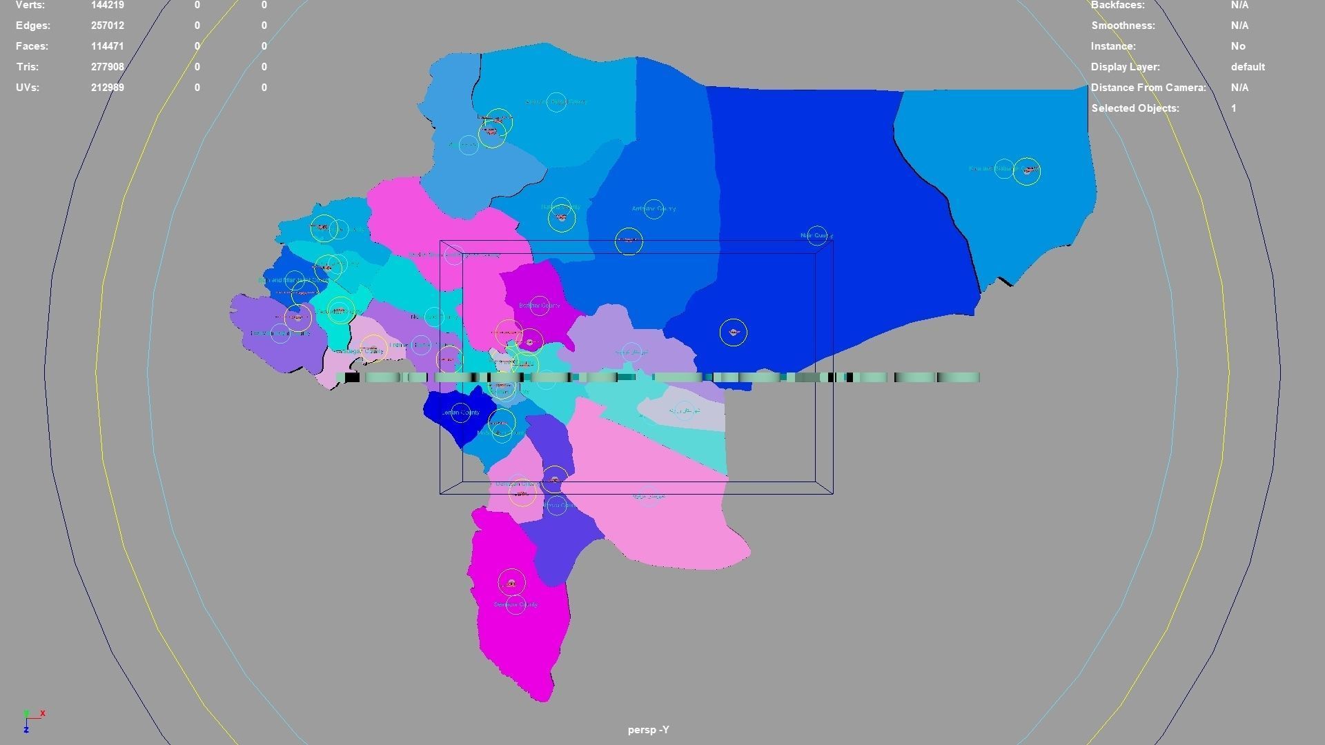 Isfahan Province Iran map region geography political geographic 3D ...
