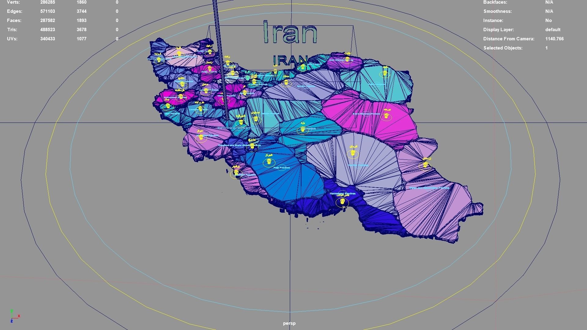 Iran map region geography political geographic administrative 3D model ...