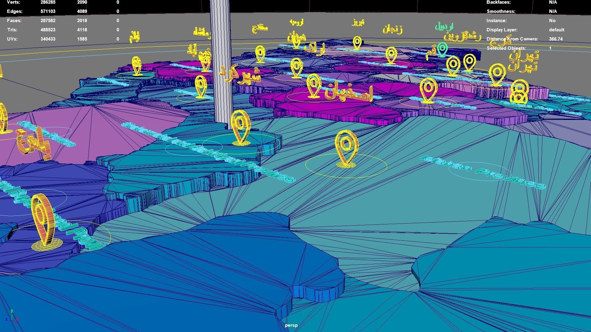 Iran map region geography political geographic administrative 3D model ...