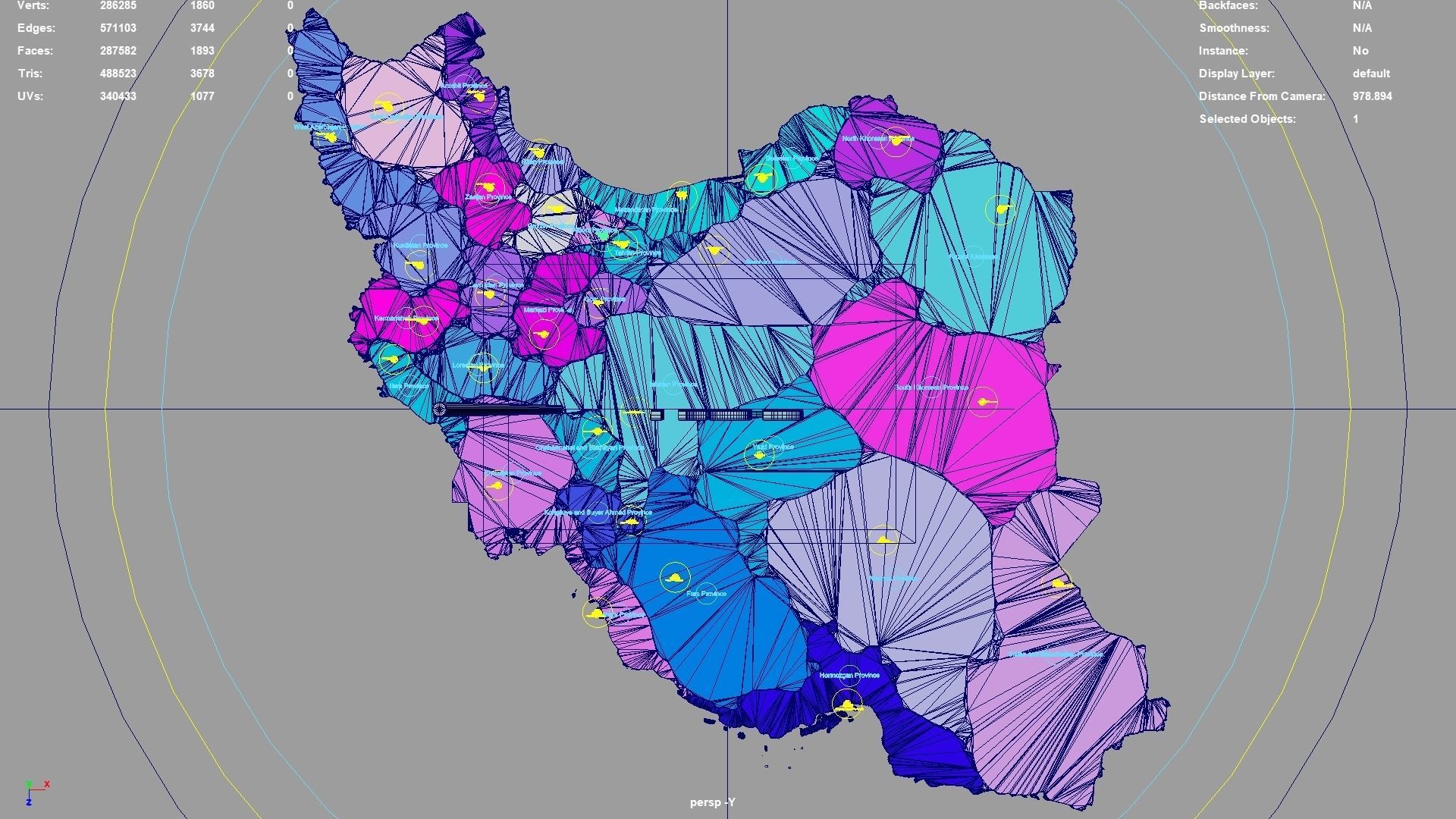 Iran map region geography political geographic administrative 3D model ...