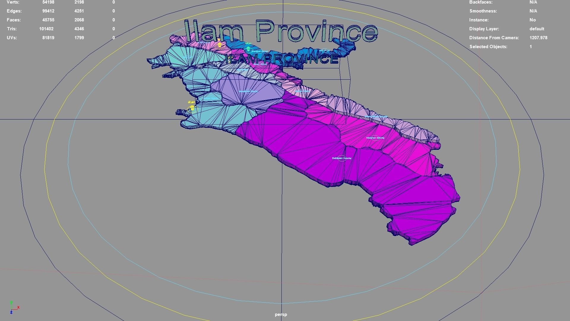 Ilam Province Iran map region geography political geographic 3D model ...