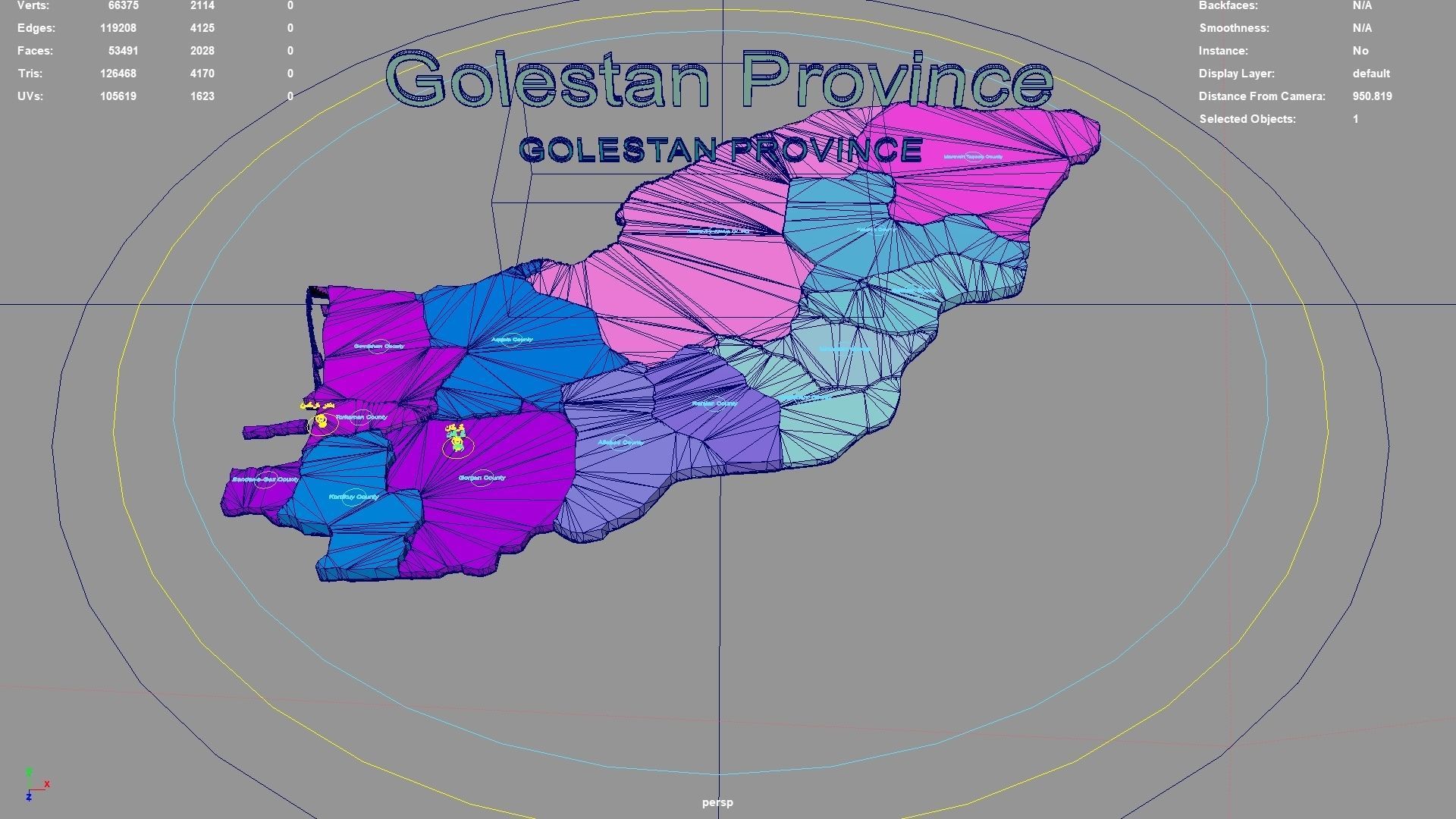 Golestan Province Iran map region geography political 3D model rigged ...