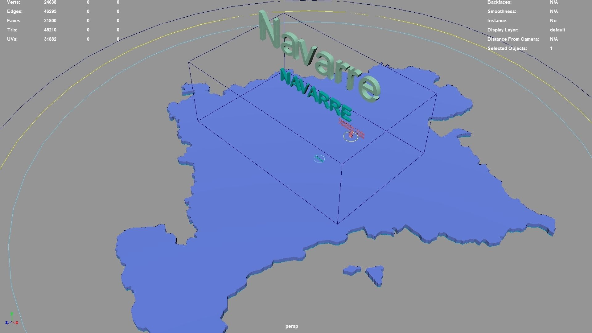 Navarre Spain map region geography political geographic 3D model rigged ...