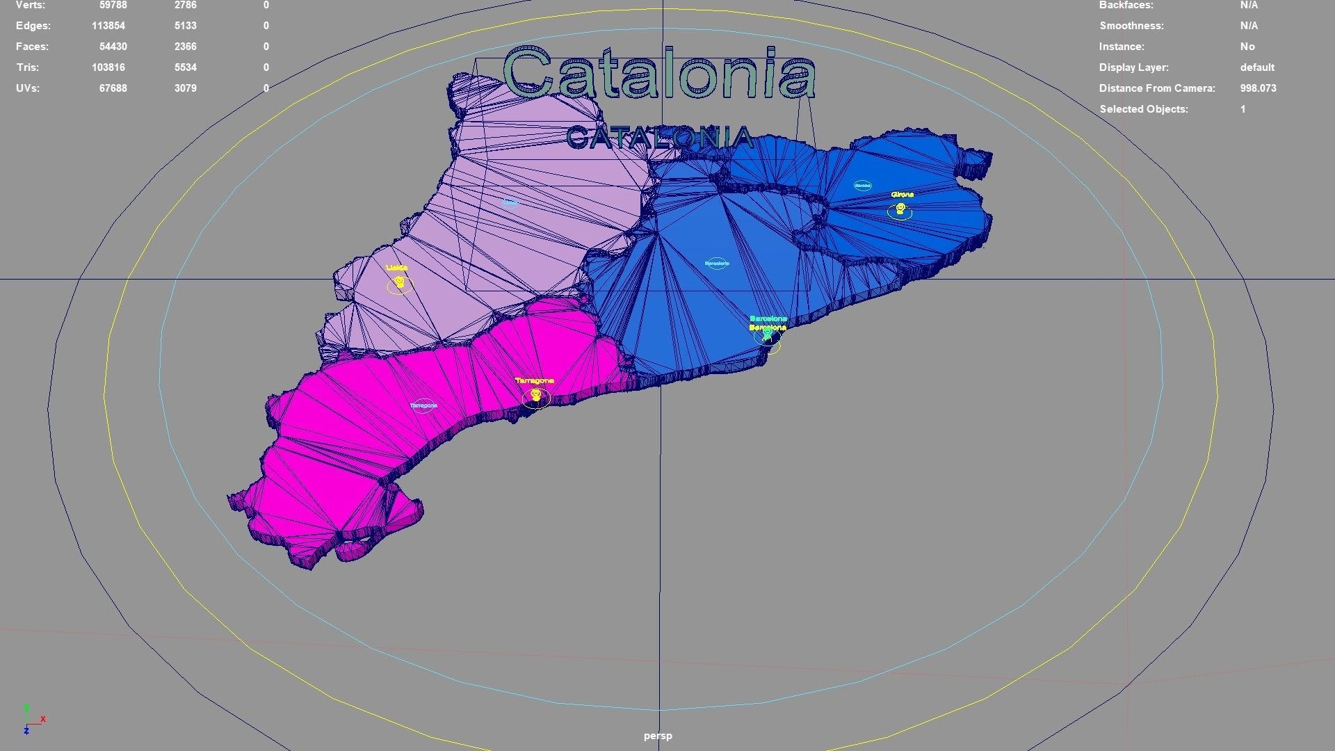 Catalonia Spain map region geography political geographic 3D model ...